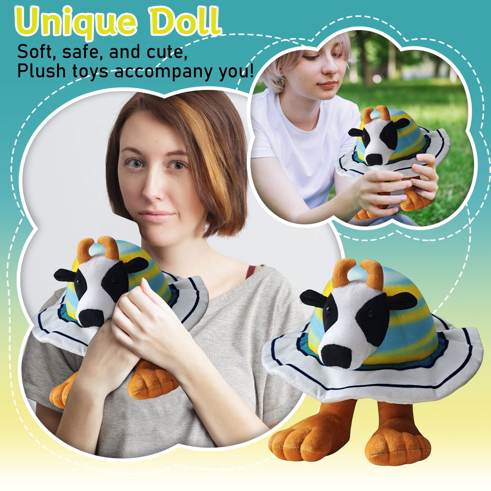 Italian Brainrot Simulation Cow Plush Doll -8 inches - Realistic and ...