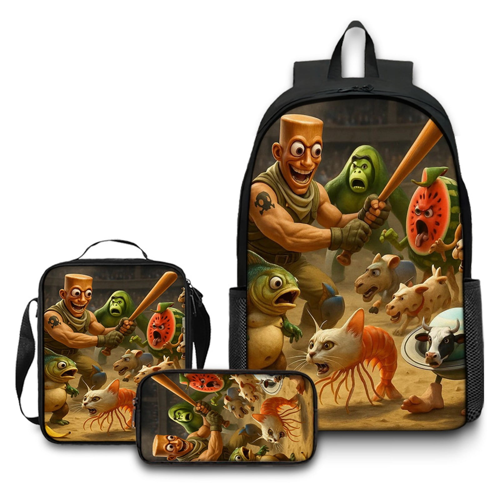 Italian Brainrot Student Design Backpack Set, Versatile 3Pcs Italian ...