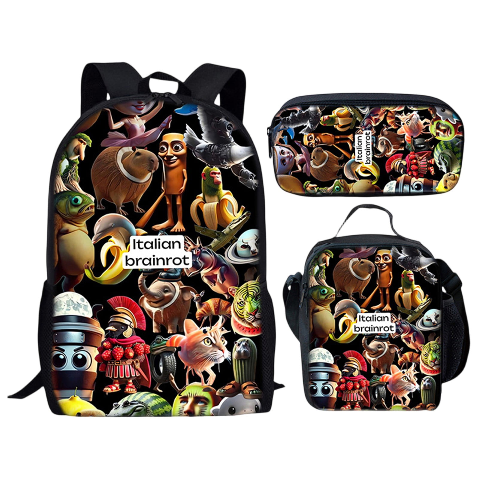 Italian Brainrot Student Design Backpack Set, Versatile 3Pcs Italian ...