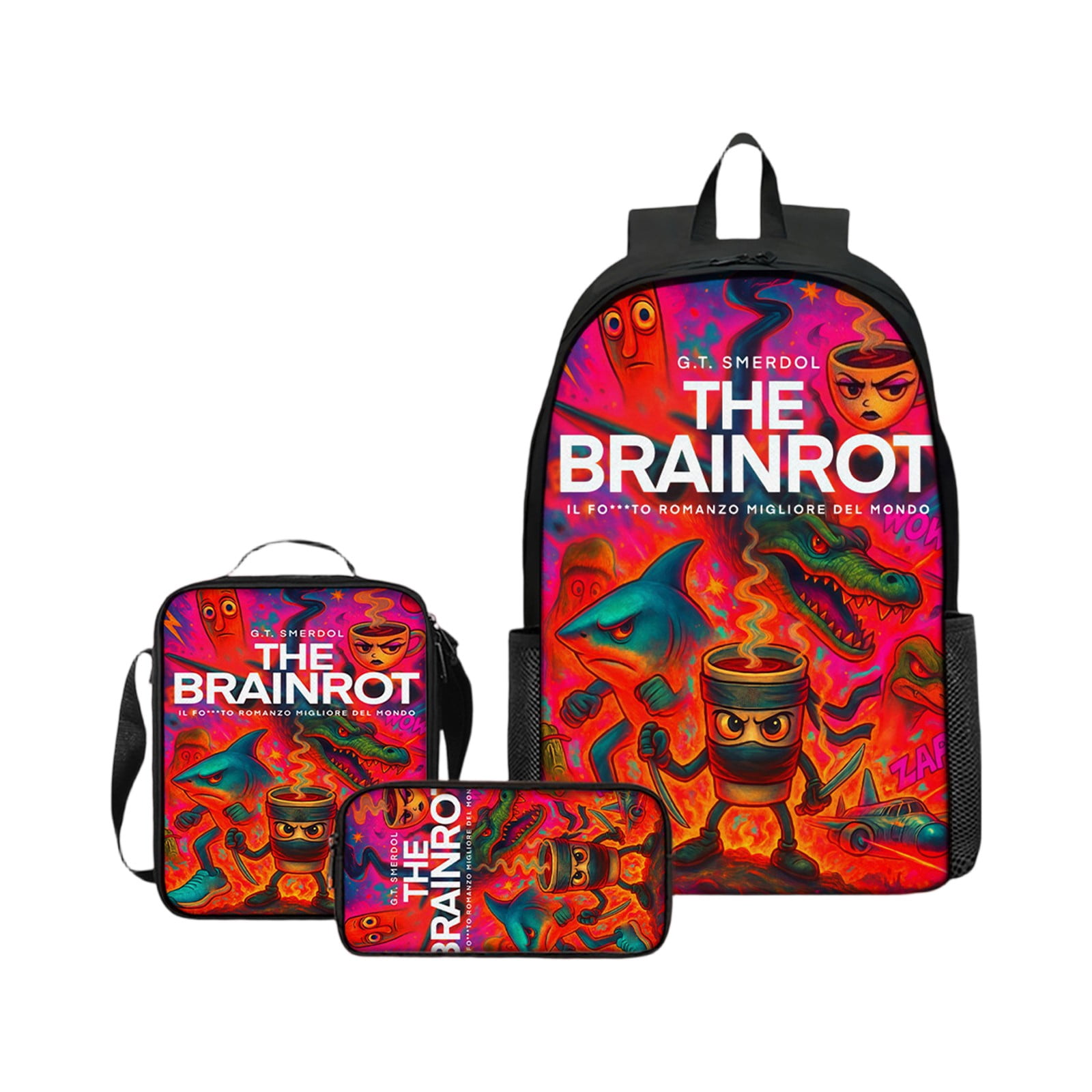 Italian Brainrot Student Design Backpack Set, Versatile 3Pcs Italian ...