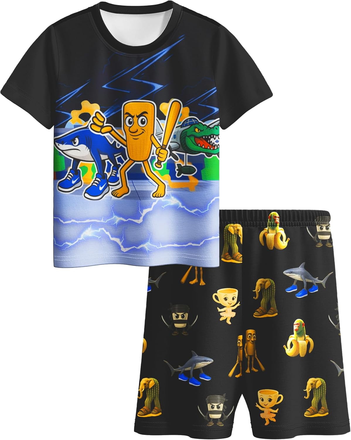 Italian Brainrot Tee Shirt And Pants Set Cartoon Brainrot Monster ...