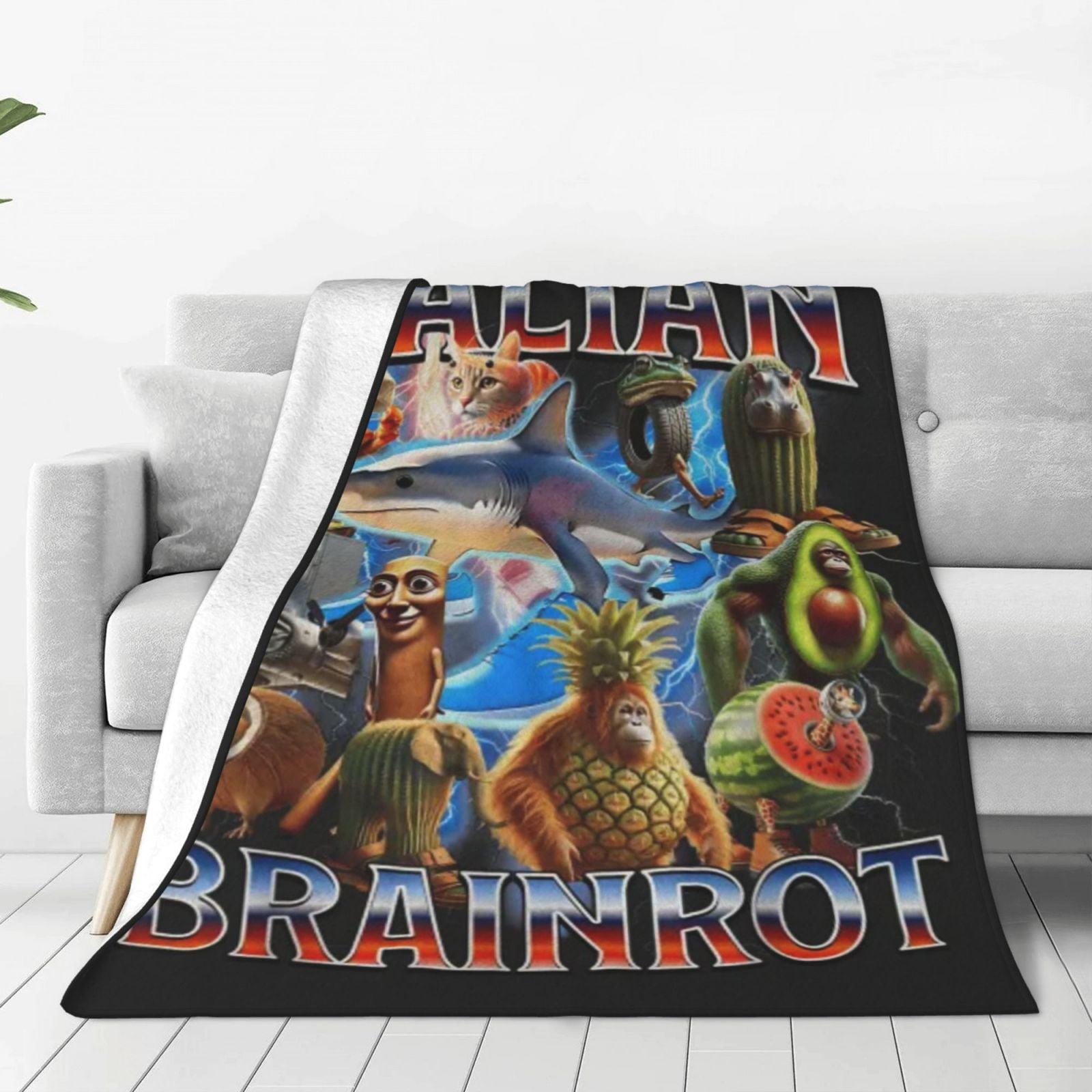 Italian Brainrot Throw Blanket Couch Bed Sofa Soft Lightweight Warm ...