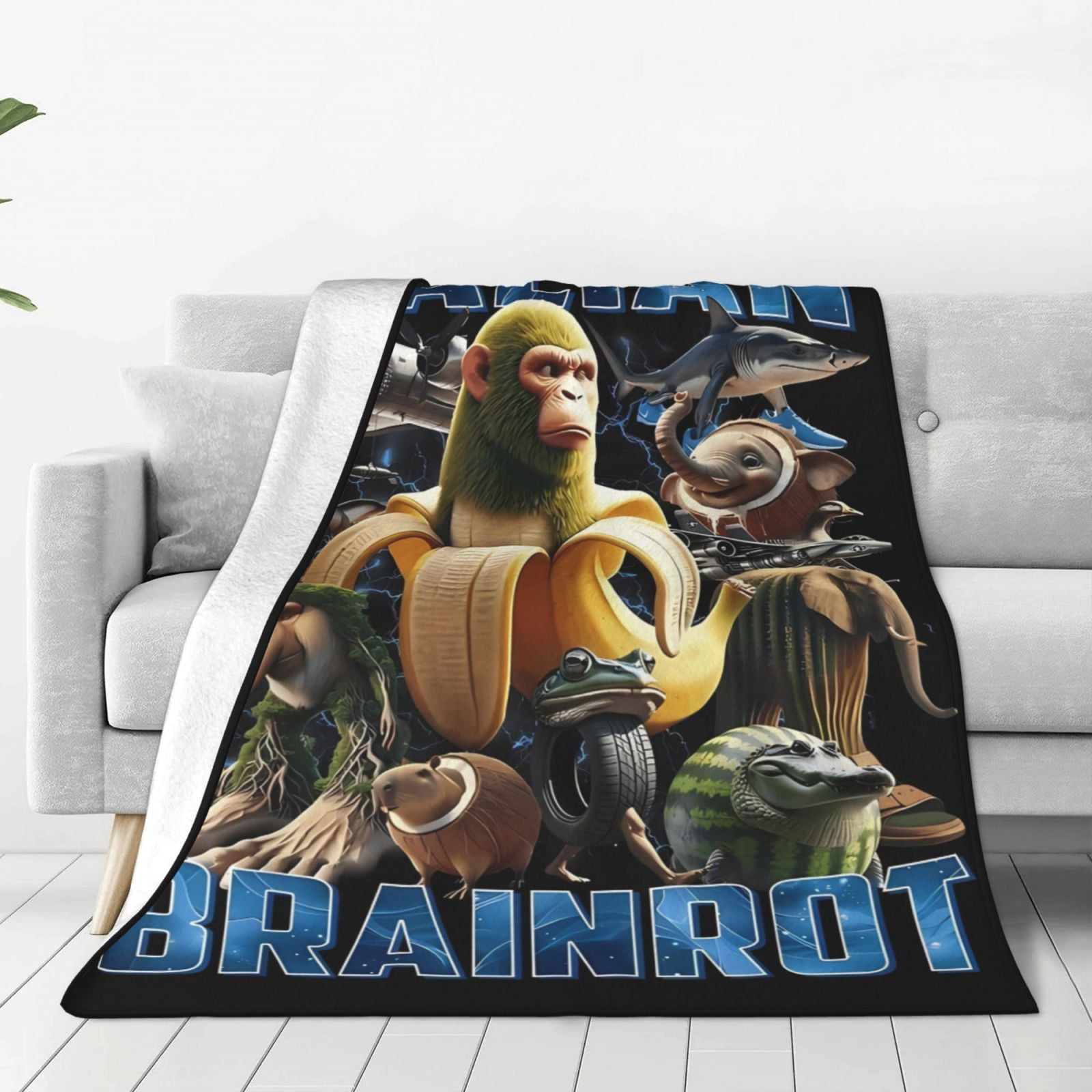 Italian Brainrot Throw Blanket Couch Bed Sofa Soft Lightweight Warm ...