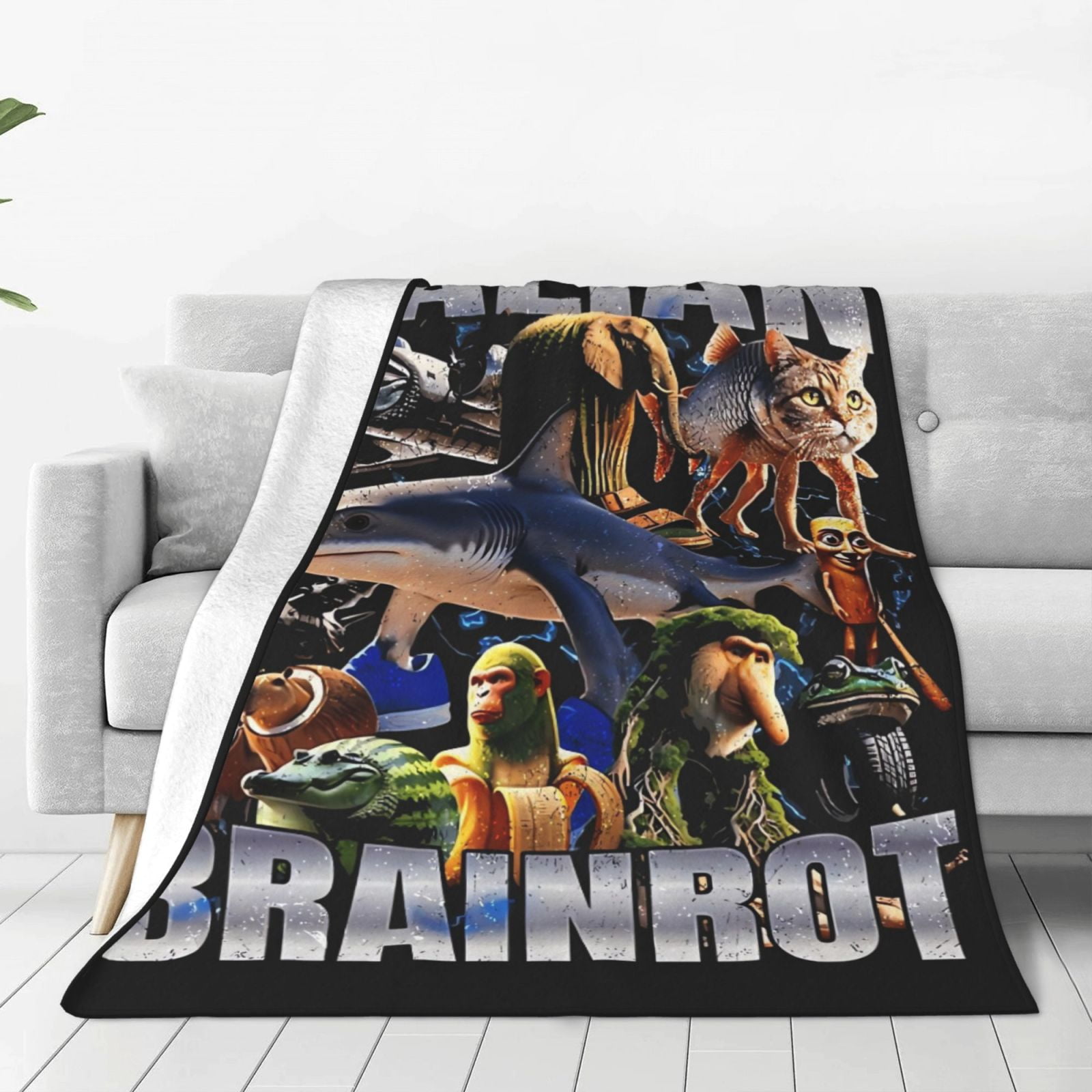 Italian Brainrot Throw Blanket Couch Bed Sofa Soft Lightweight Warm ...