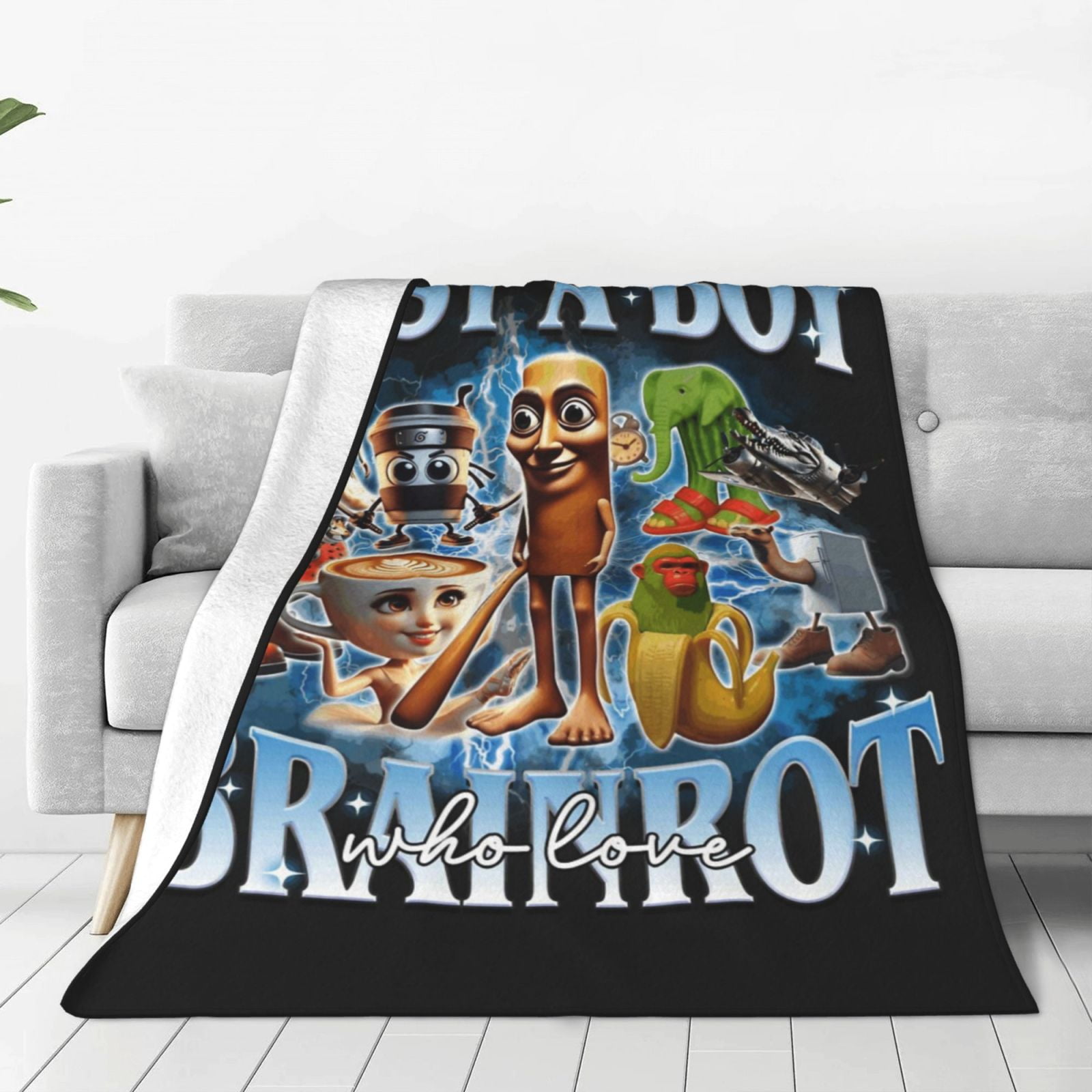 Italian Brainrot Throw Blanket Couch Bed Sofa Soft Lightweight Warm ...