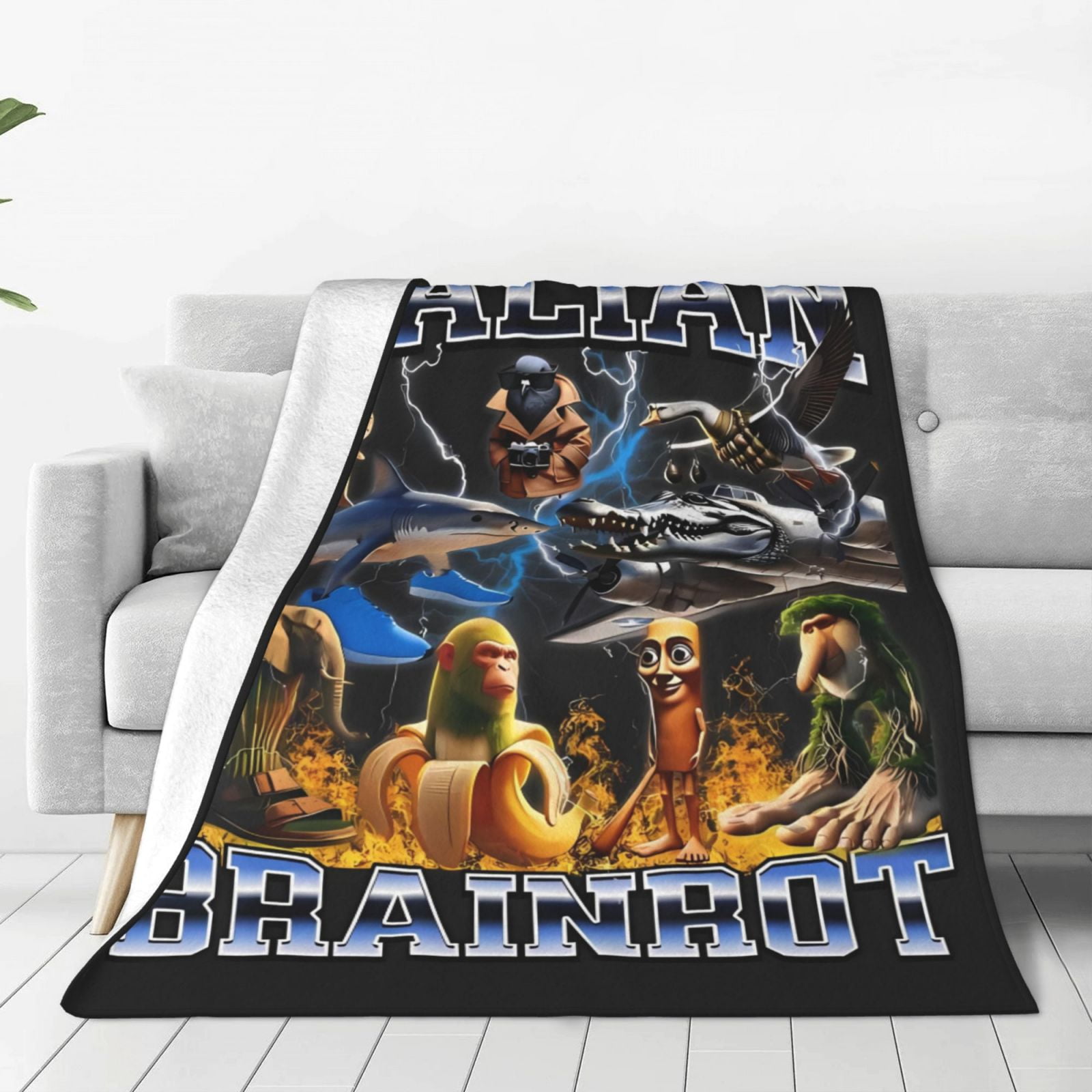 Italian Brainrot Throw Blanket Couch Bed Sofa Soft Lightweight Warm ...