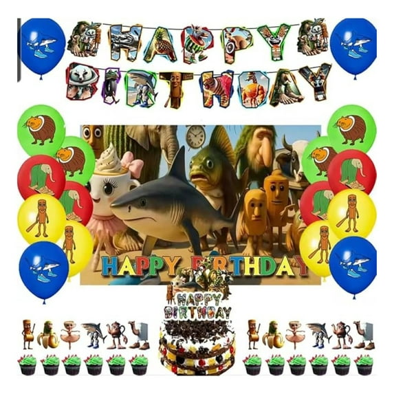 Italian Brainrot Tralala Party Decoration Banner Backdrop Balloons Cake ...