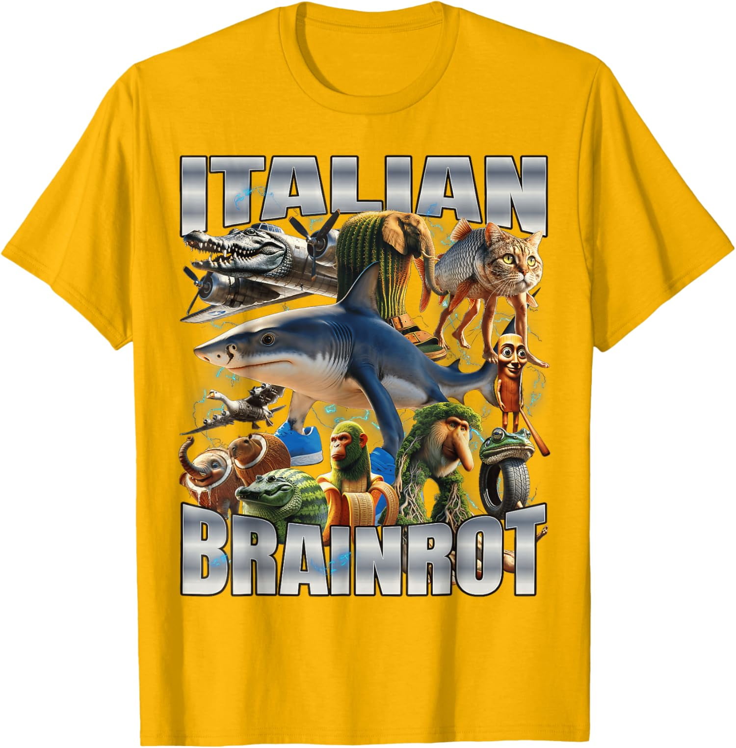 Italian Brainrot Vintage Animal Design - Funny Italy Meme Shirt with ...