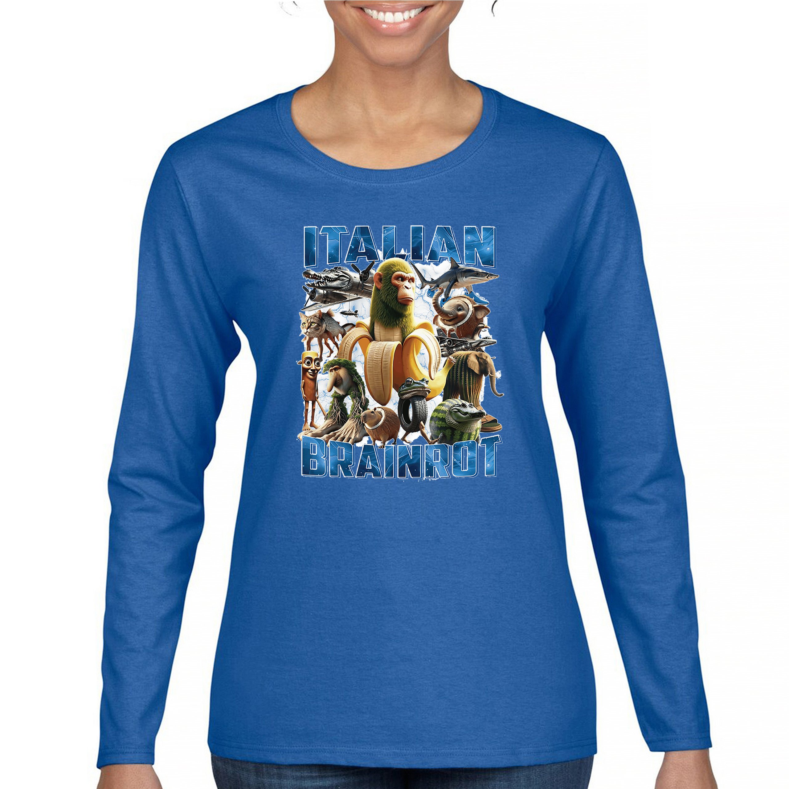 Italian Brainrot Women's Long Sleeve T-shirt Funny Gen Z Internet Meme ...