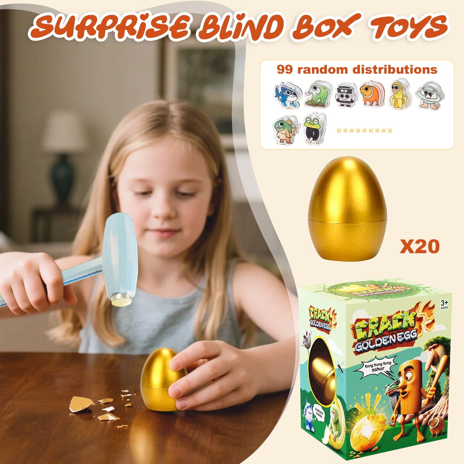 Italian Brainrot,tung Tung Tung Sahur,Smashing Golden Egg Blind Box Toy ...