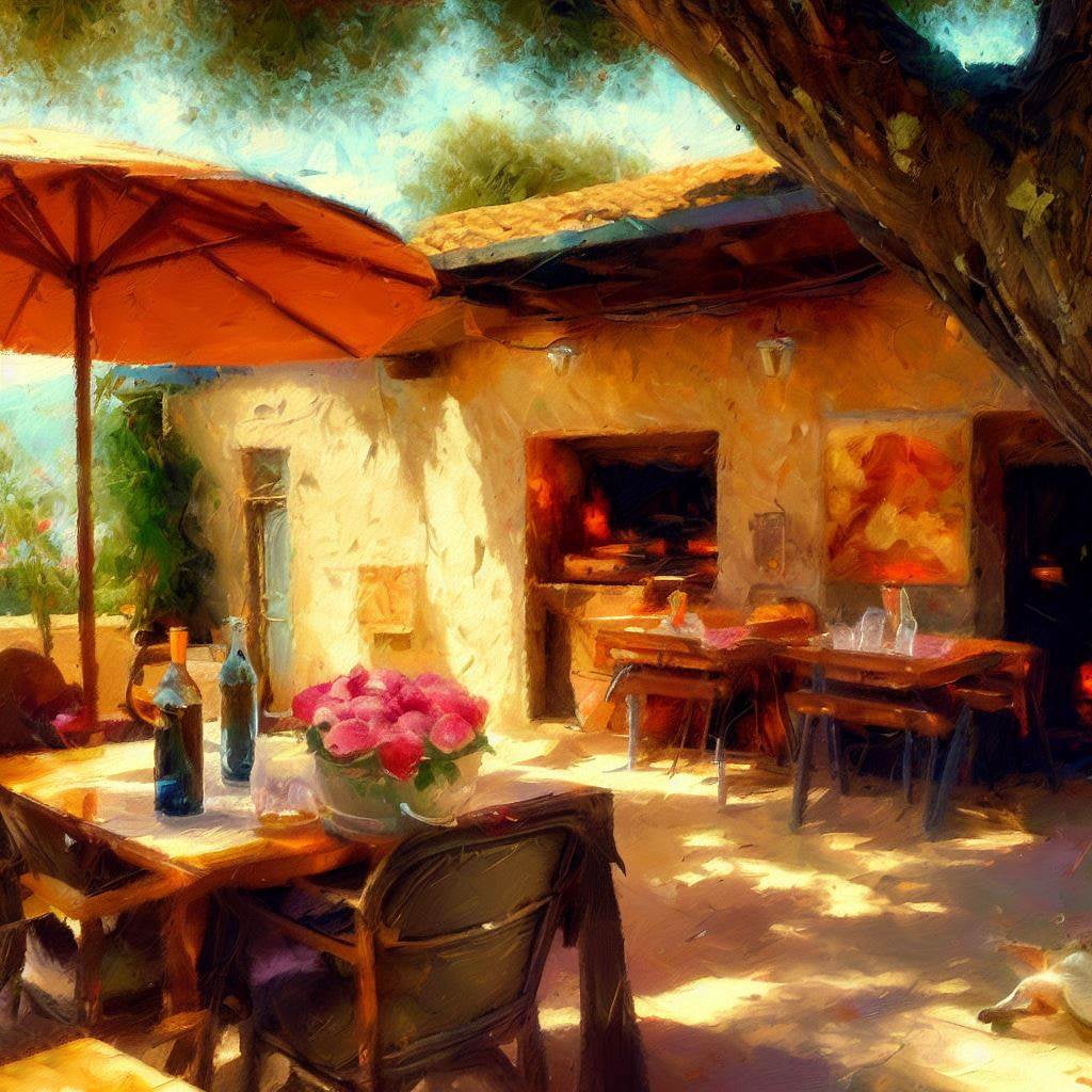 Italian Cafe Terrace Painting I - 12" x 12" Art Print Wall Decor ...