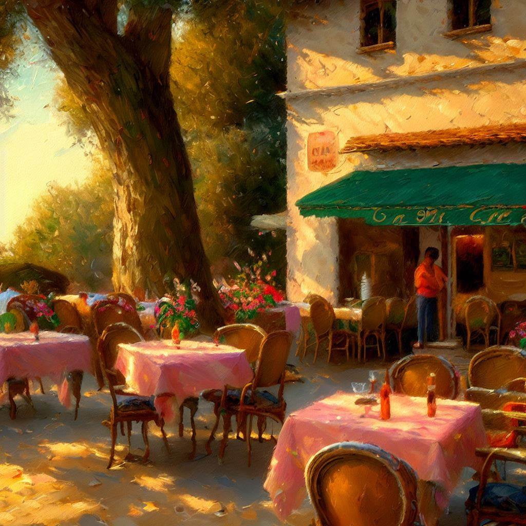 Italian Cafe Terrace Painting II - 12" x 12" Art Print Wall Decor ...