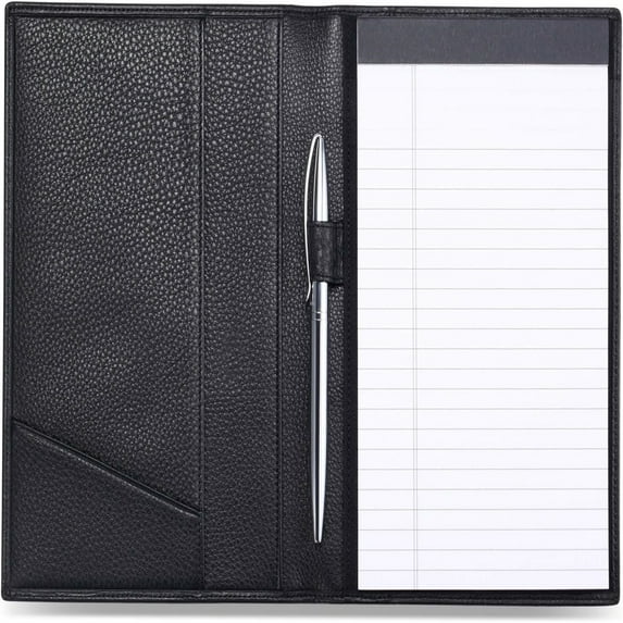 Italian Calfskin, Business Portfolio Notebook Folder (Pebbled Black ...