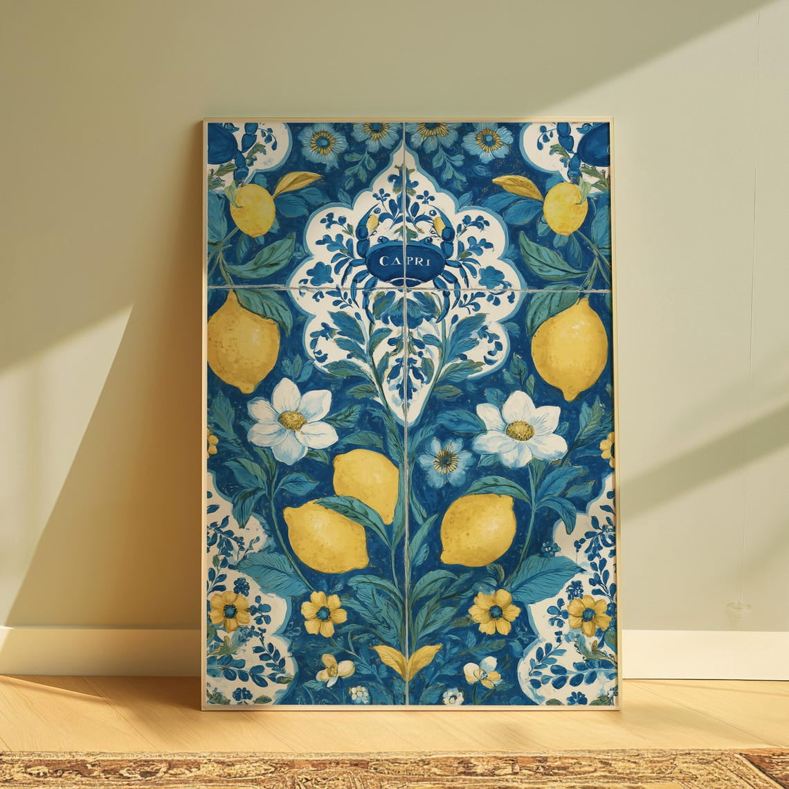 Italian Capri Lemon Kitchen Wall Art, Unframed Canvas Size 12x18 ...