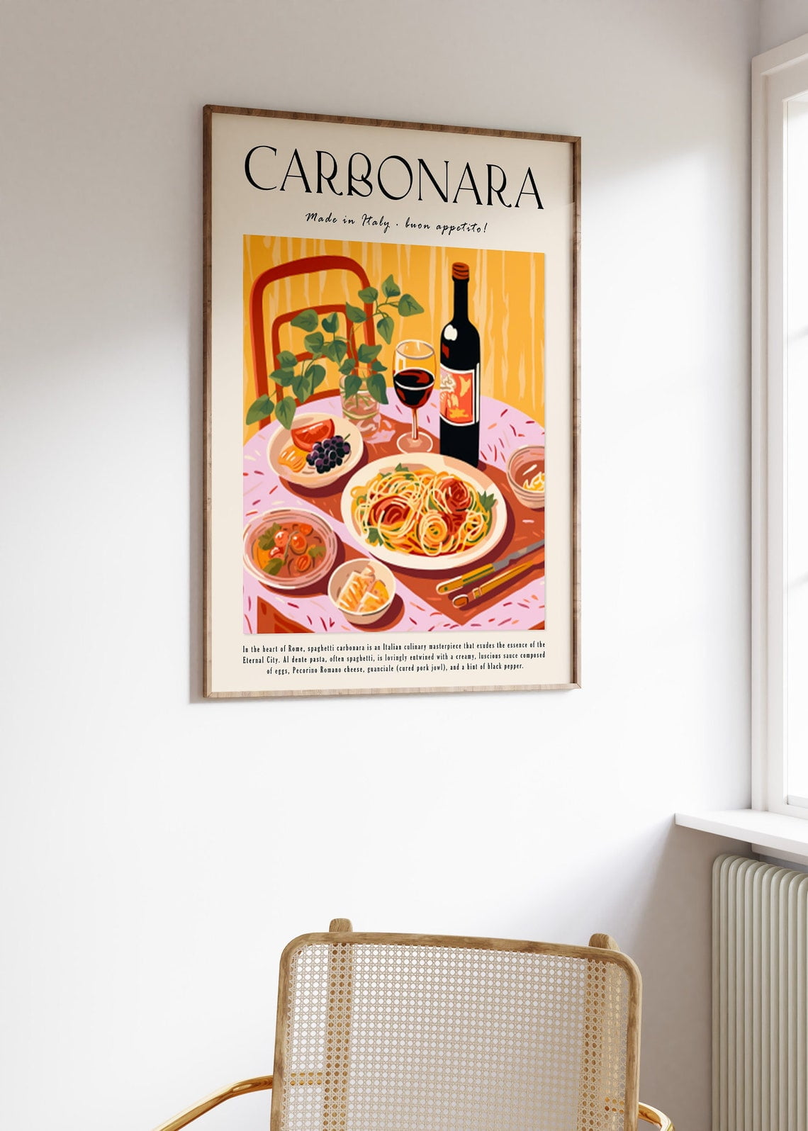 Italian Carbonara Food Poster, Food Art Print, Cooking Print, Kitchen ...
