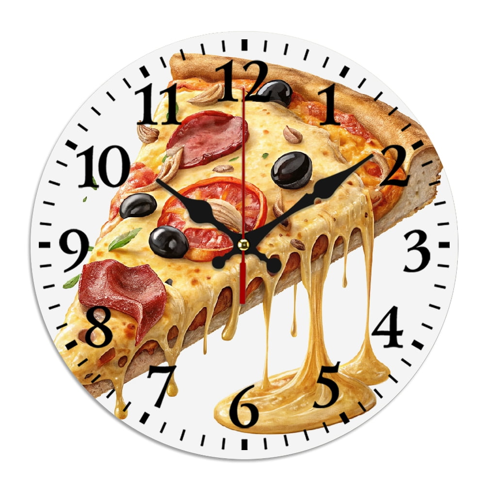 Italian Cheese Pizza 10 inch Round Wooden Wall Clock, Italian Cheese ...