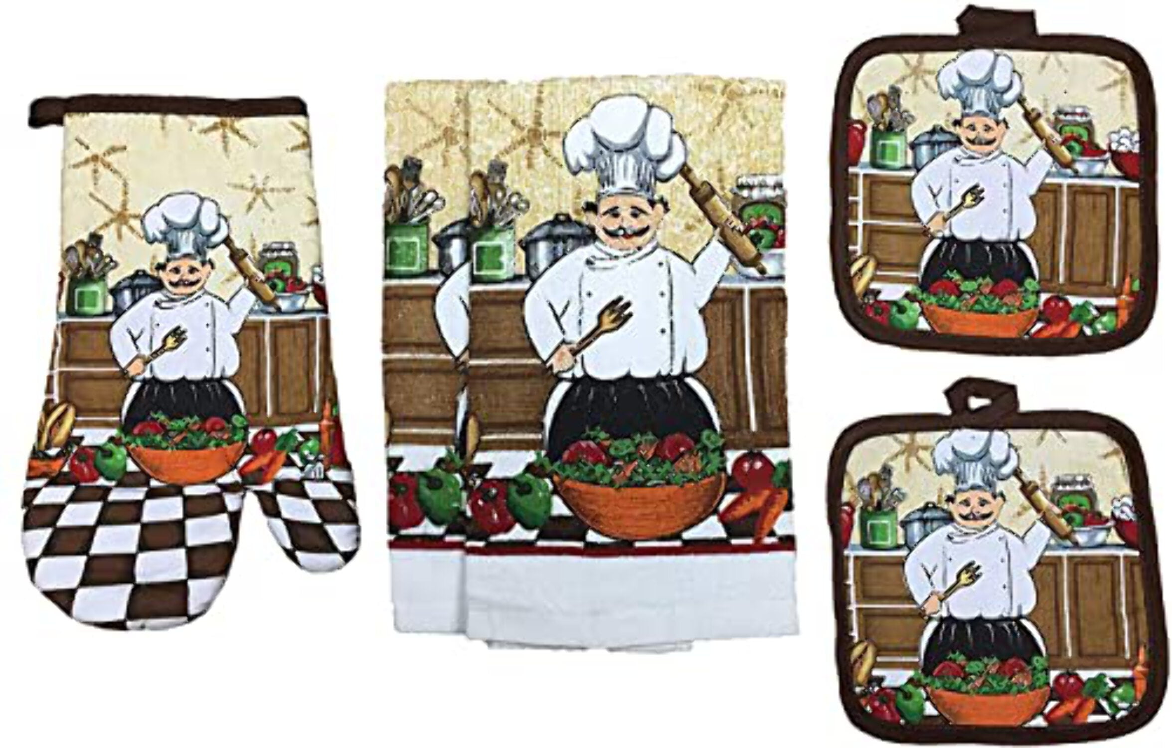 Italian Chef Collection 100% Cotton Printed Kitchen Linen Set of 5 ...