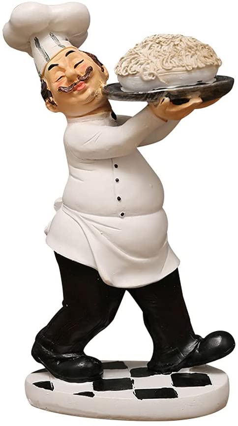 Italian Chef Figurine Holding Pasta - Kitchen Decor Statue for ...