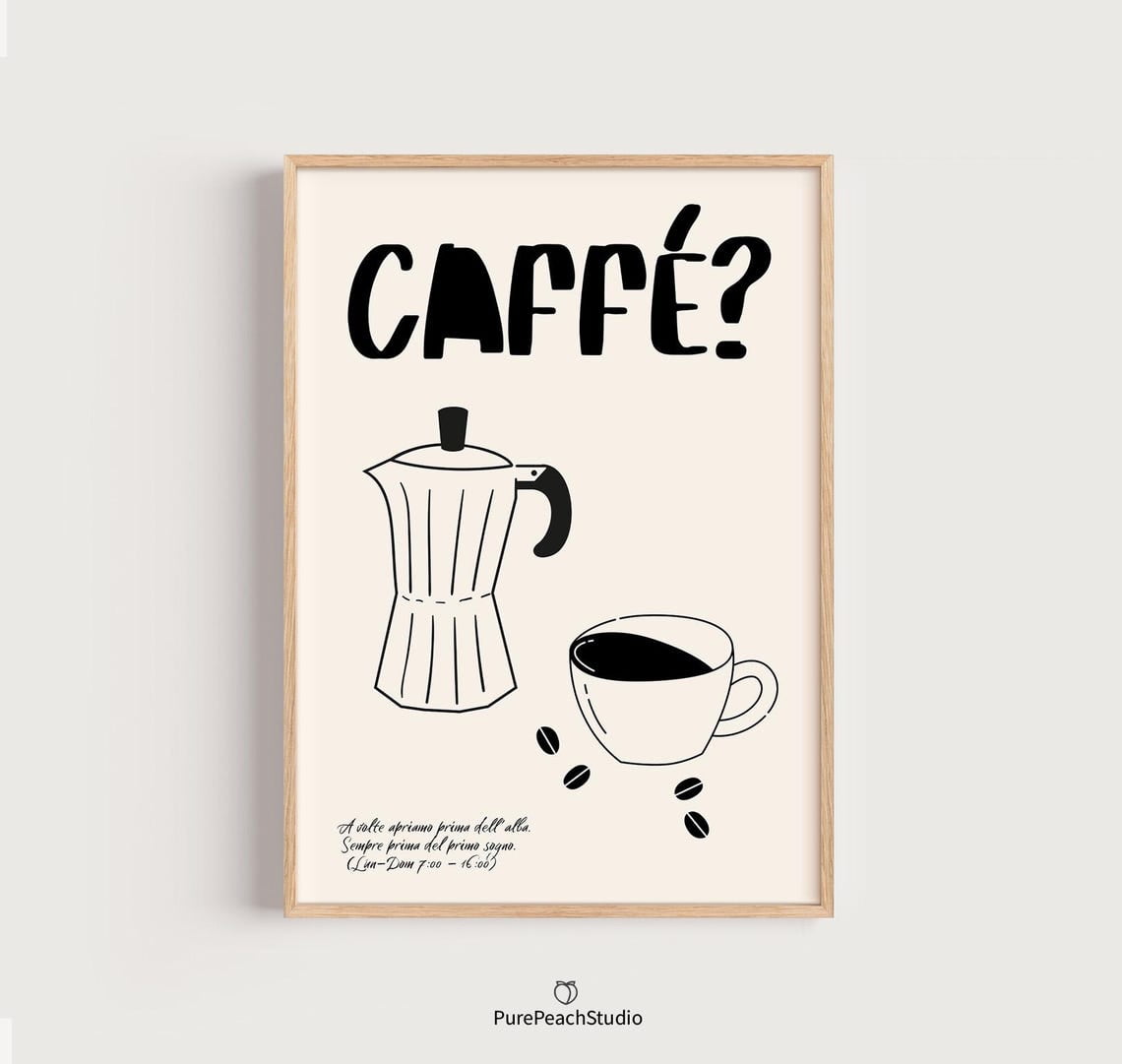 Italian Coffee Poster, Moka Pot Espresso Poster, Kitchen Decor ...
