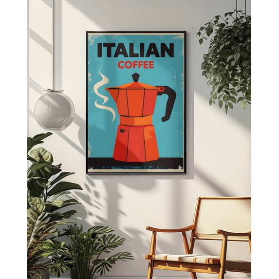 Italian Coffee Theme Illustration Wall Art for Kitchen Decor, Stretched ...