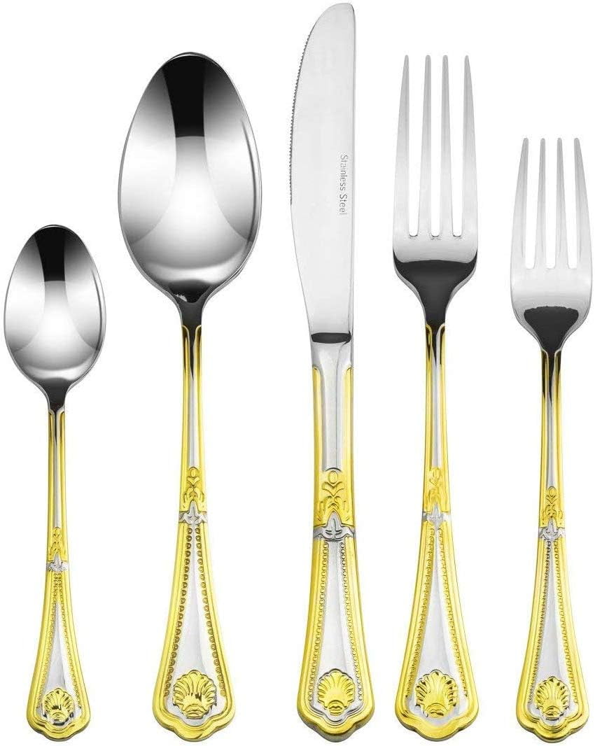 Italian Collection 'Seashell' 20-Pc Premium Silverware Flatware Serving ...