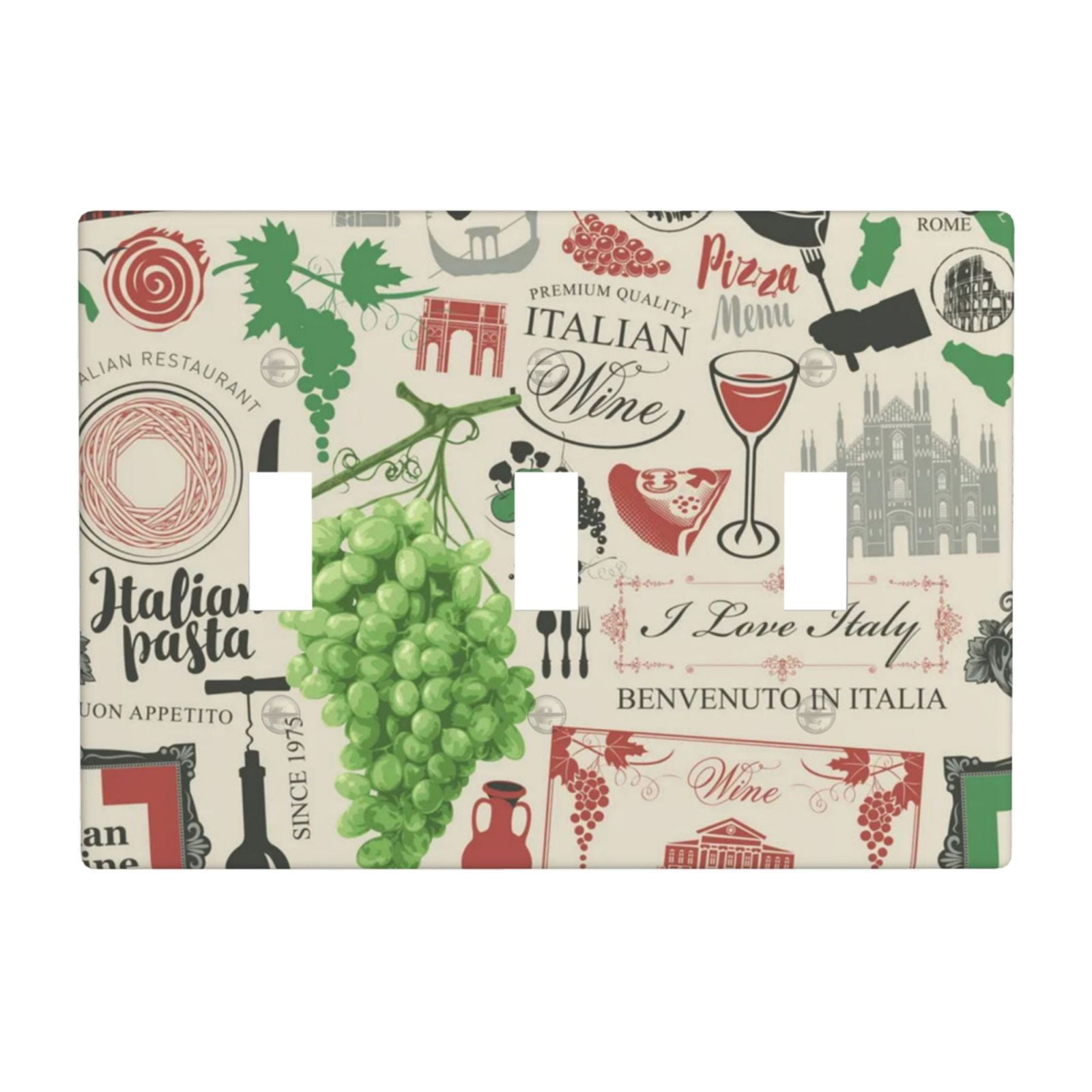Italian Cuisine Italy VintageFood Wine Cafe Italy Bar European Europe 3 Gang Light Switch Cover ...