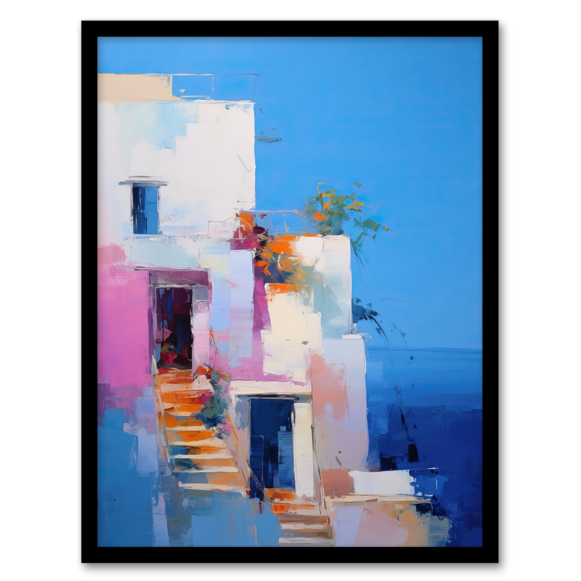 Italian Daydream Abstract Oil Painting Blue Pink Orange Summer Holiday ...