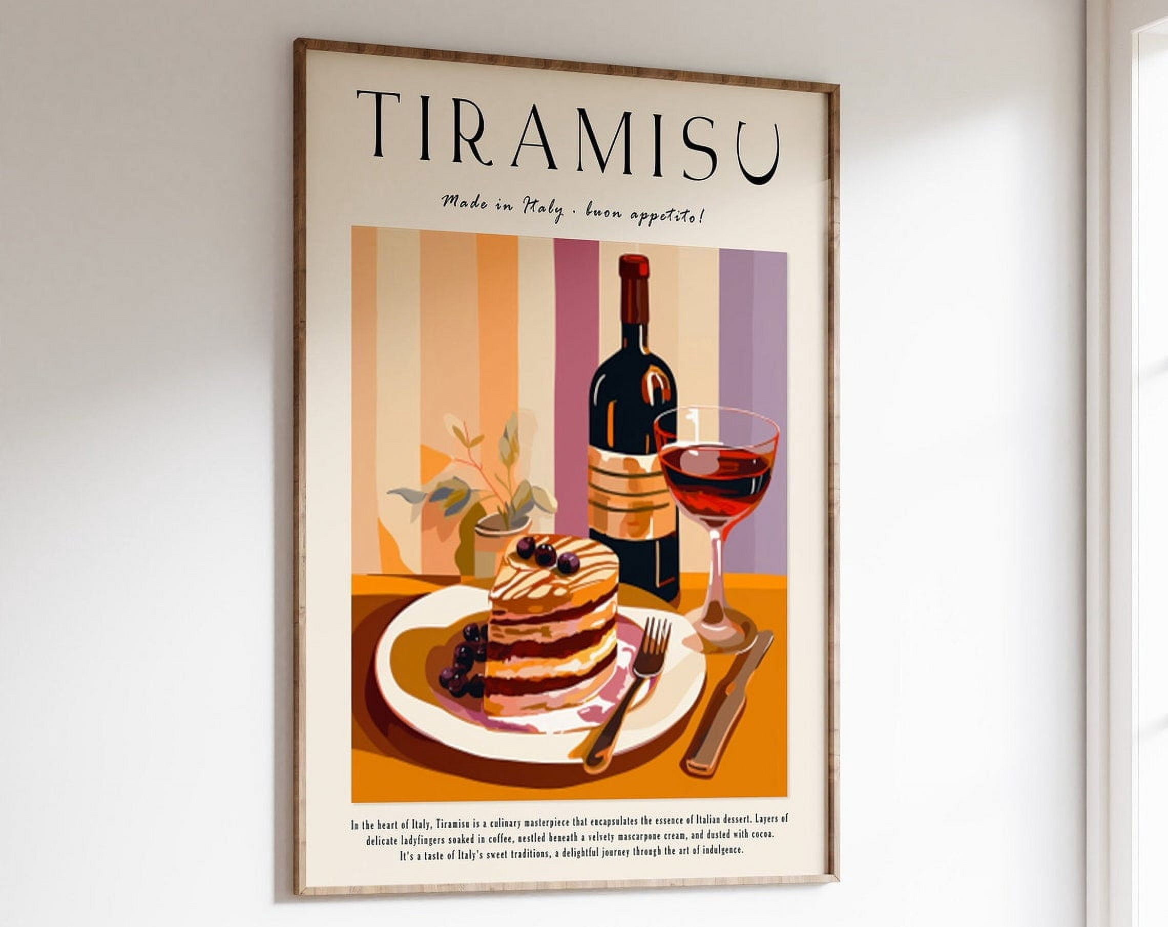 Italian Dessert Poster, Tiramisu Food Print, Poster For Kitchen ...