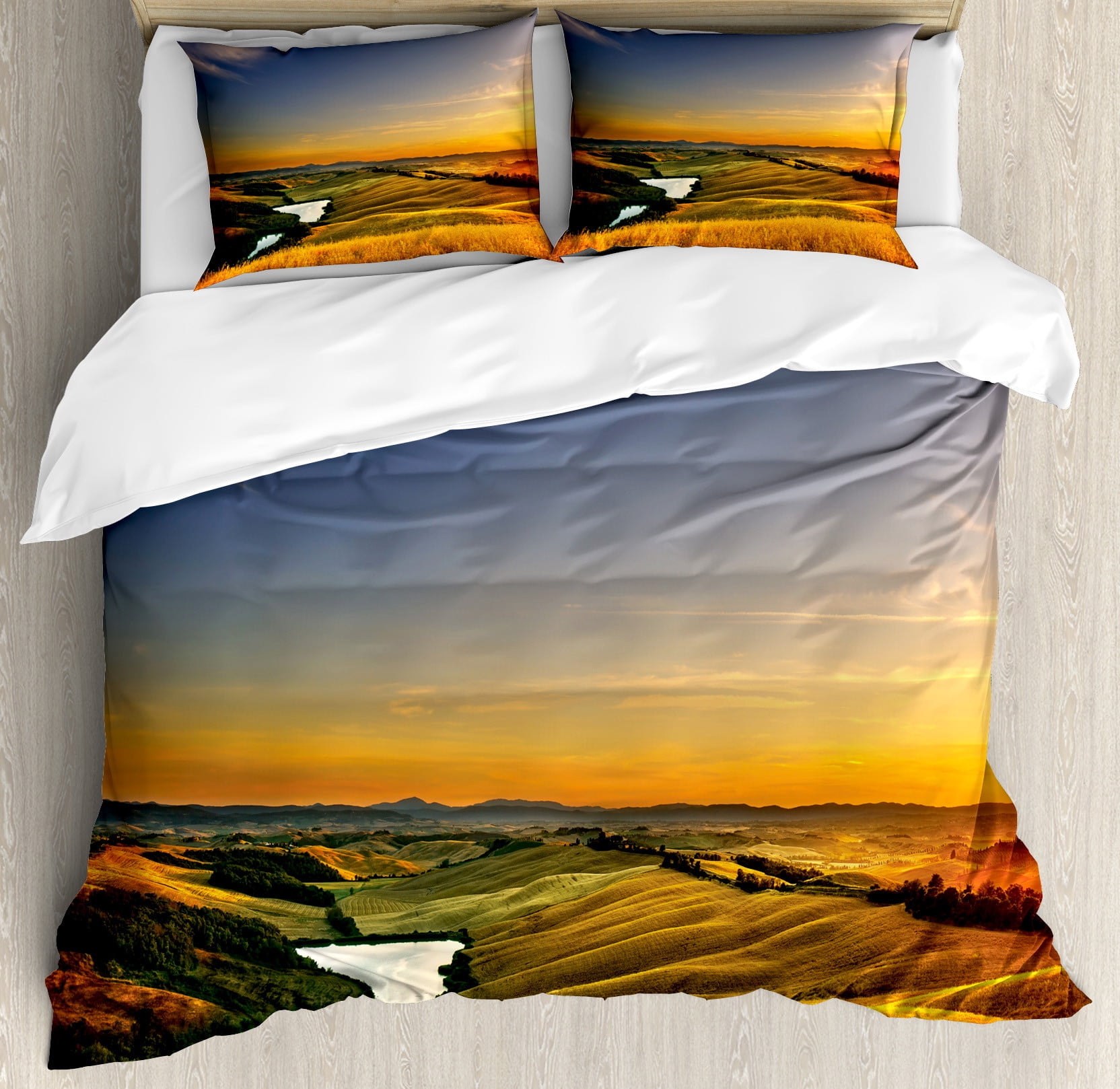 Italian Duvet Cover Set, Photo of Mediterranean Rural in the Valley ...