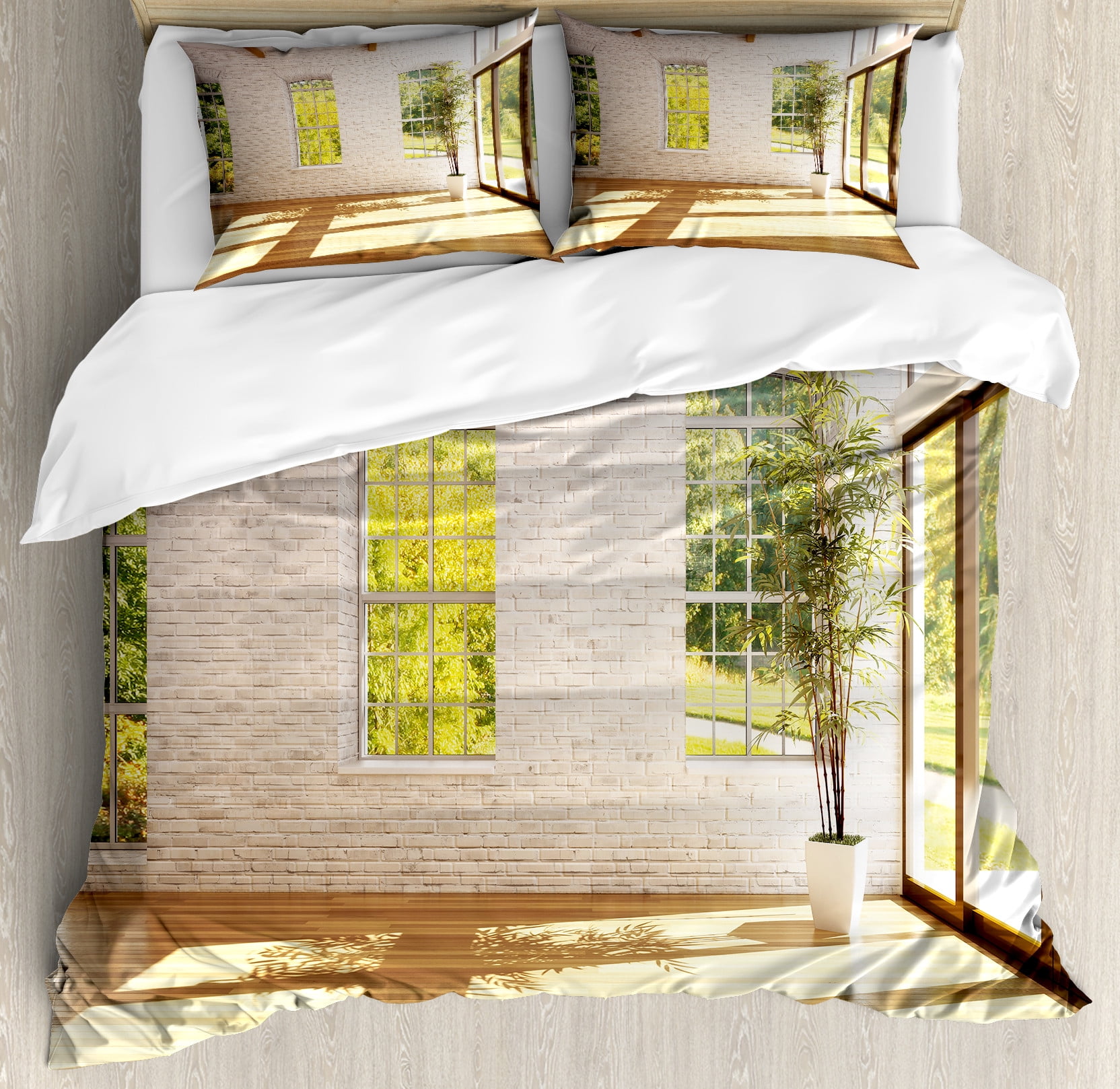 Italian Duvet Cover Set, Summer Town House in Spring Vivid Garden Sunny ...