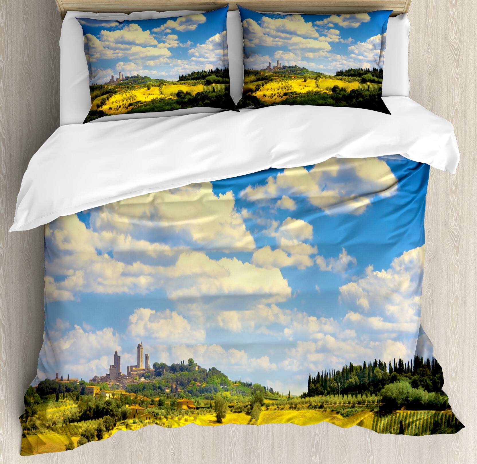 Italian Duvet Cover Sets, Old Italian Village Scenery Meadows and ...