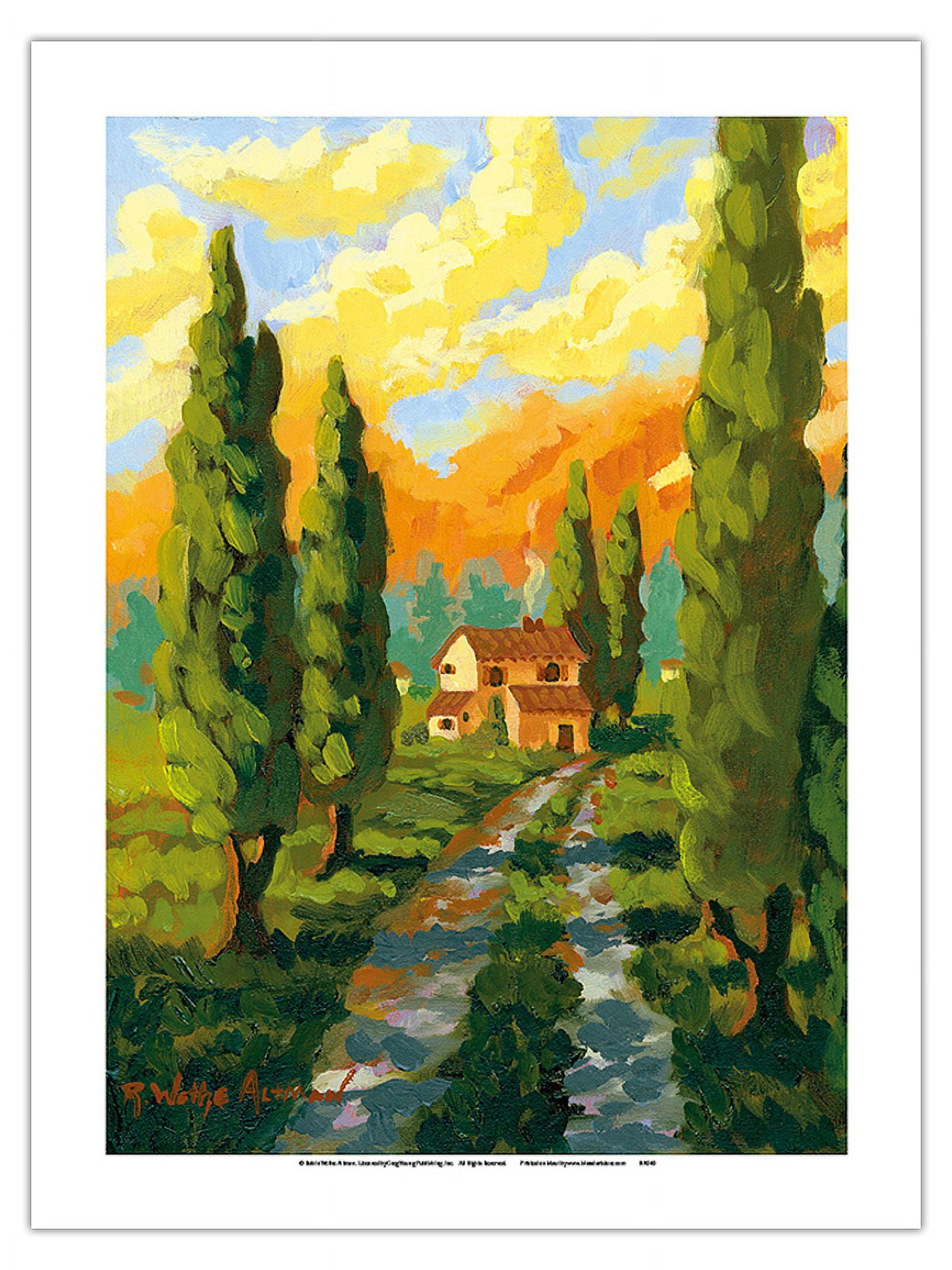 Italian Earth - Italy - Italian Villa Cypress Trees - From an Original ...
