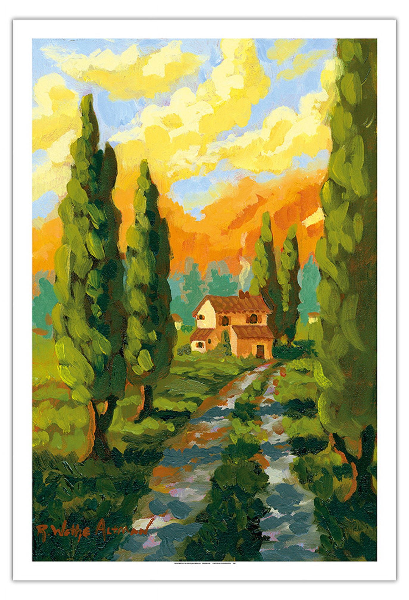 Italian Earth - Italy - Italian Villa Cypress Trees - From an Original ...