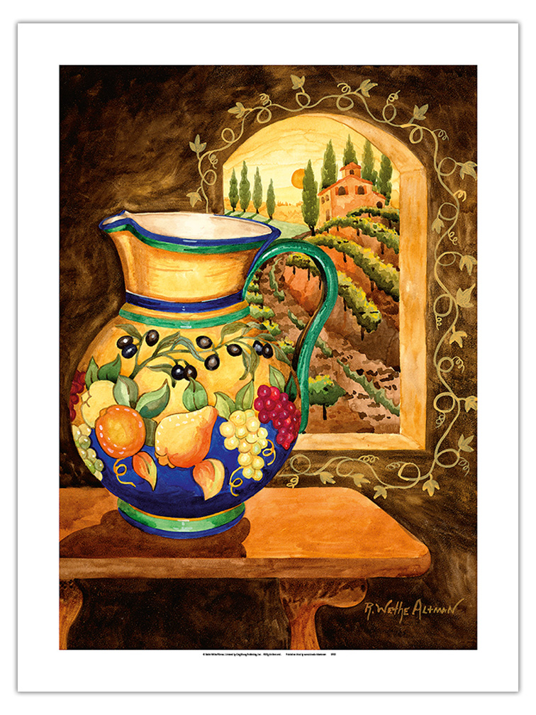 Italian Earth Vase - Tuscany Italy - Italian Villa Vineyards - From an ...