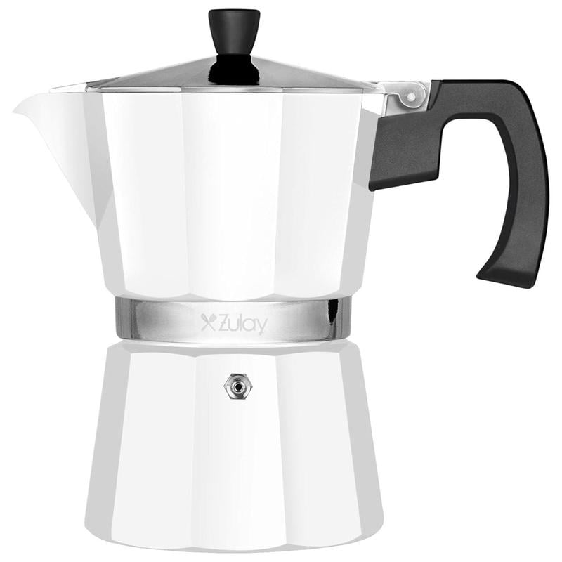 Italian Espresso Maker - Classic Moka Pot with Curved Handle - Aluminum ...