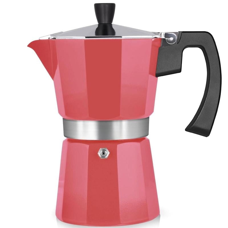 Italian Espresso Maker - Classic Moka Pot with Curved Handle - Aluminum ...