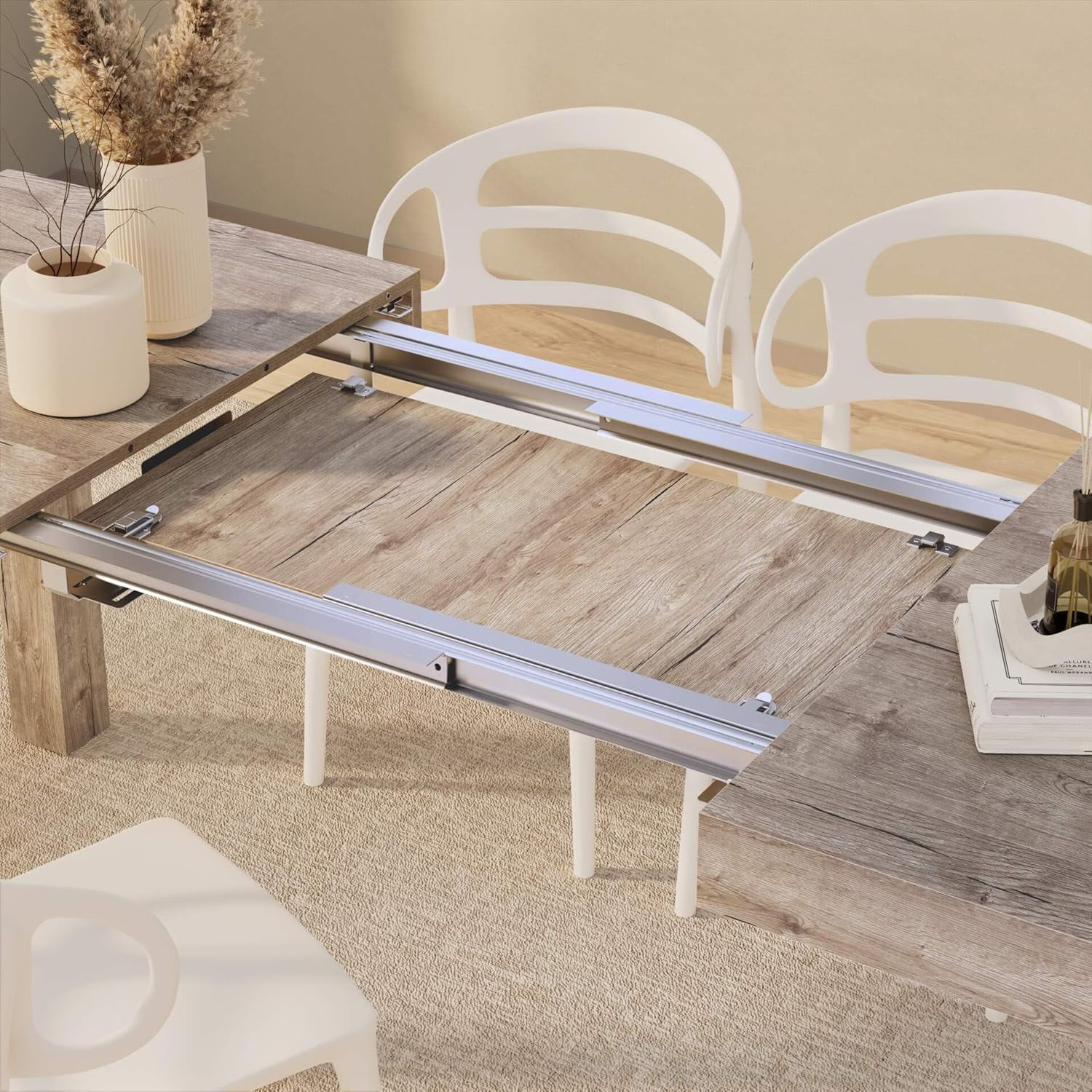 Italian Extendable Dining Table, Oak, Seats 6-8 People, Space-Saving ...