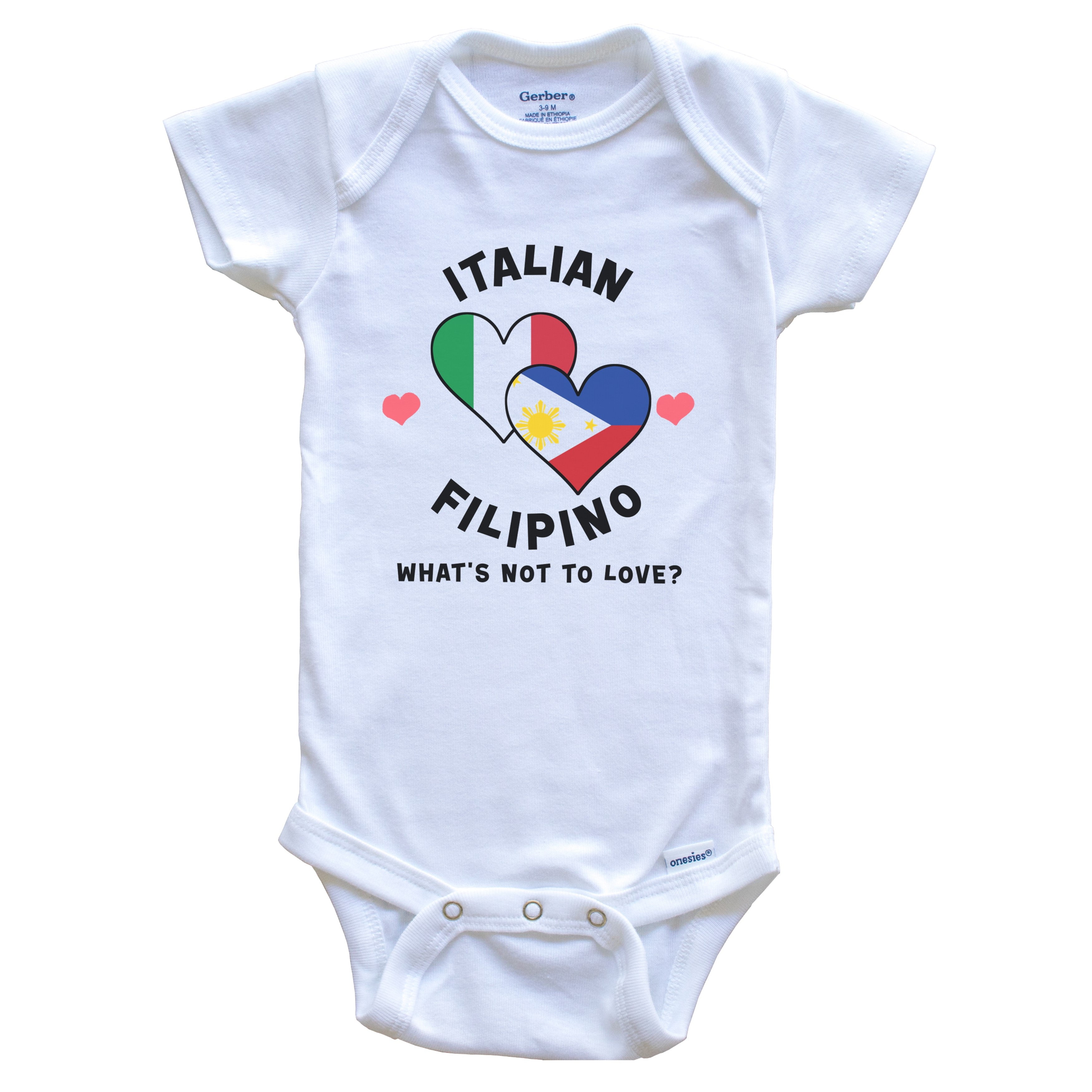 Italian Filipino What's Not To Love Heart Flags Baby Bodysuit - Walmart.com
