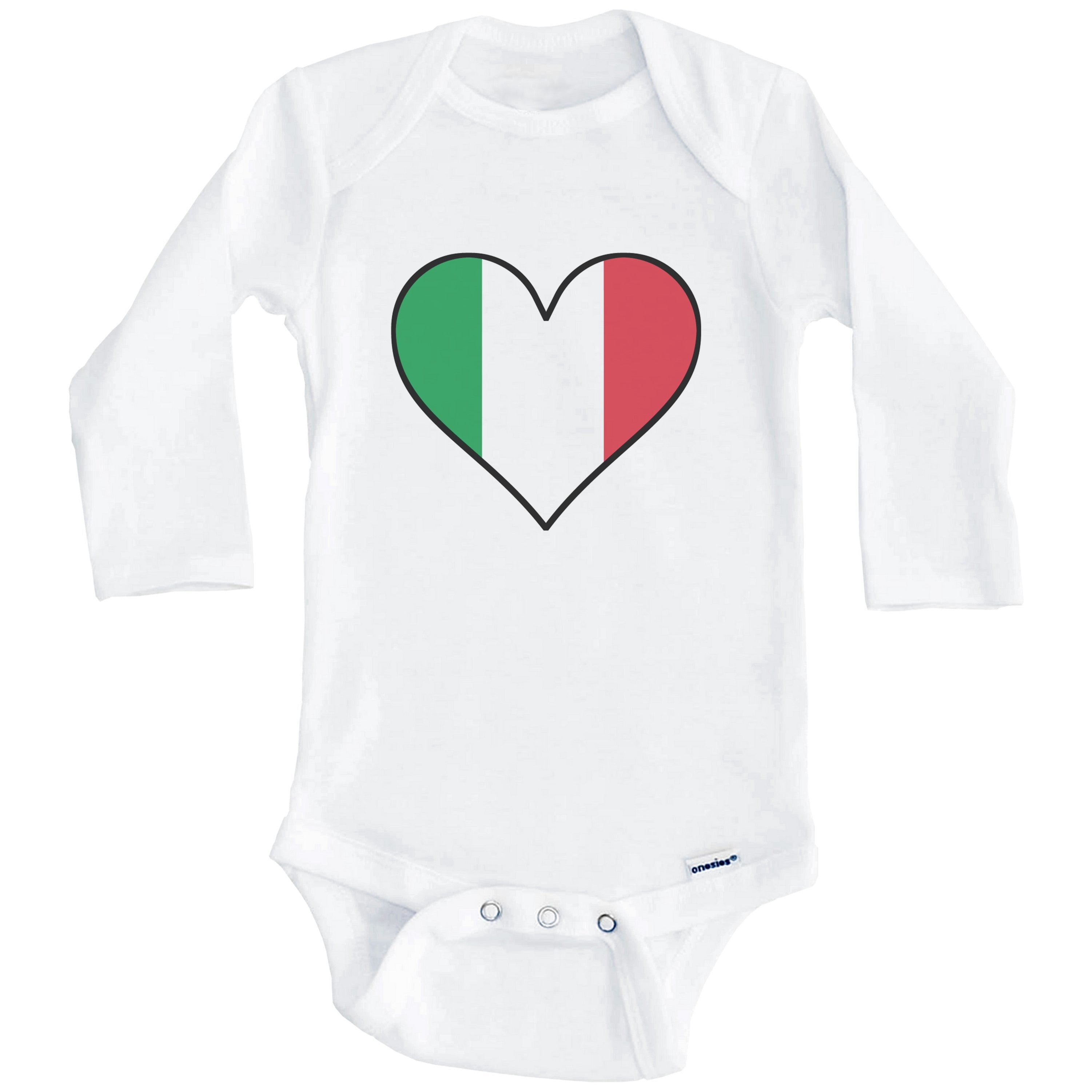 Italian Flag Baby Bodysuit - Cute Italian Flag Heart - Italy Baby ...