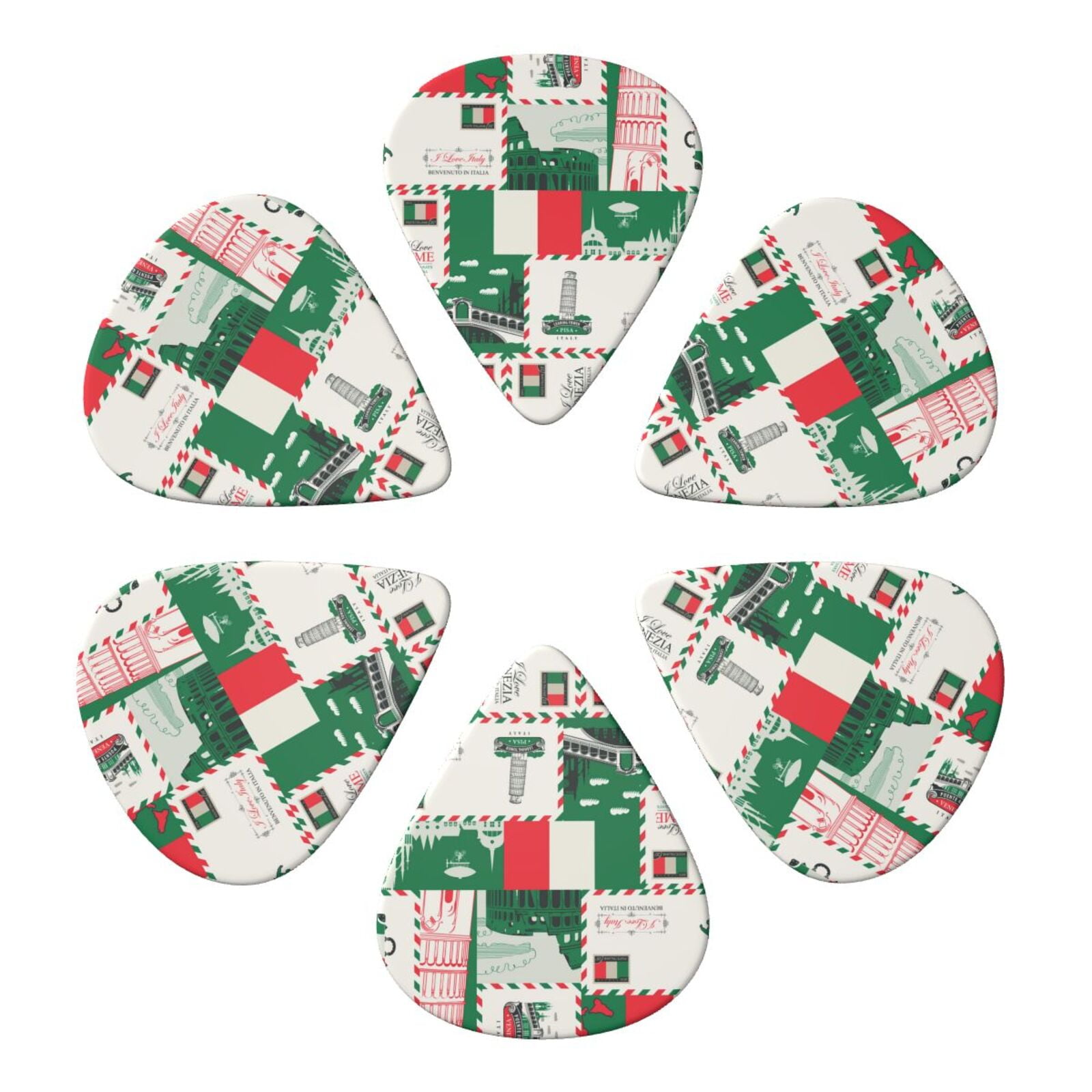 Italian Flag Italy Map Vintage Envelope Guitar Pick 6 Pack for Bass ...