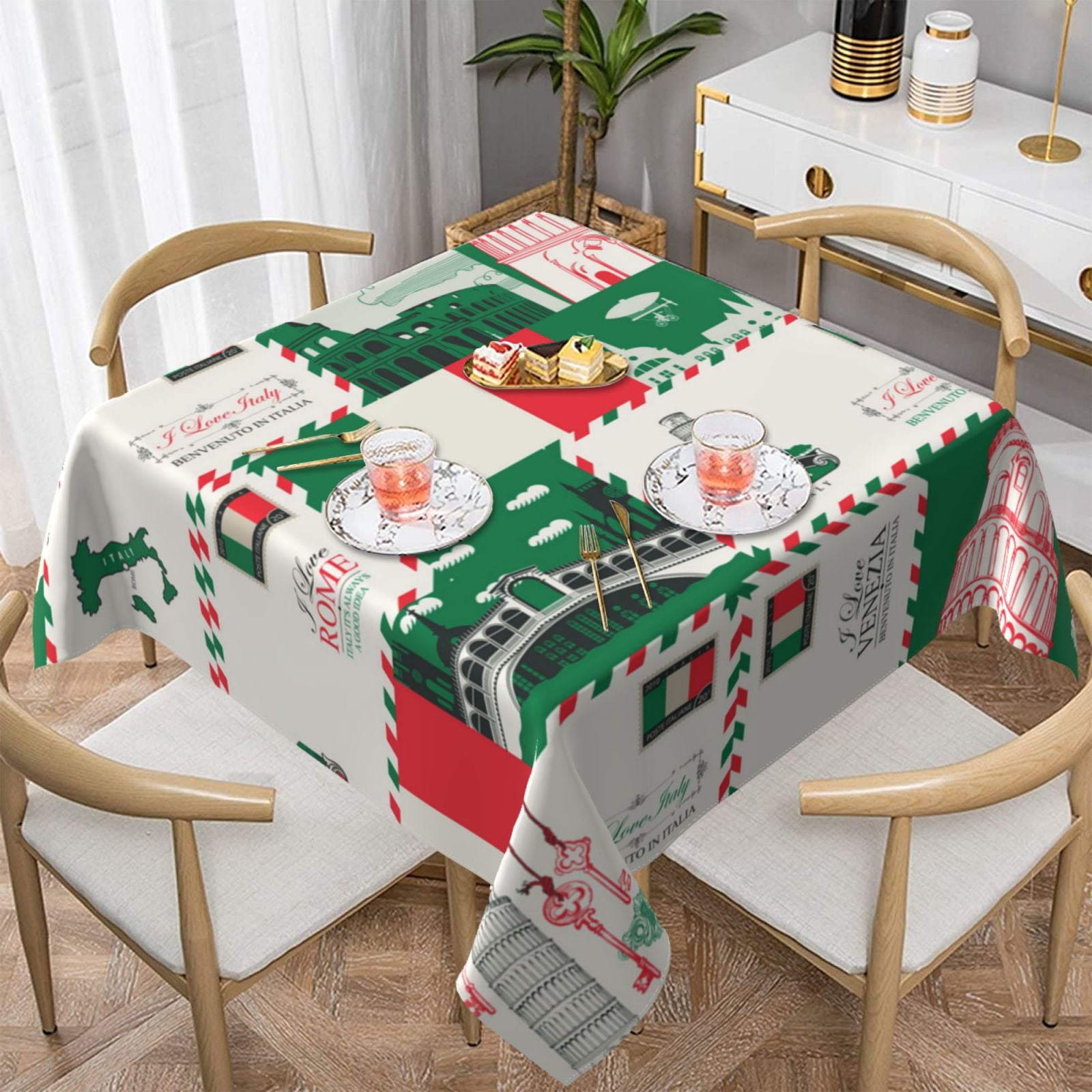 Italian Flag Italy Map Vintage Envelope Square Tablecloth 54x54 ...