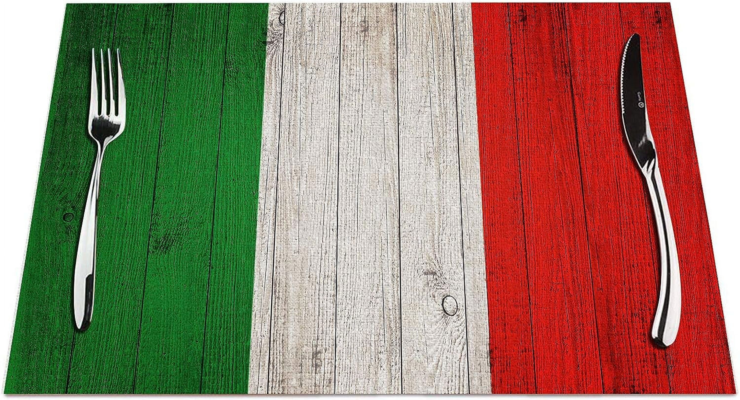 Italian Flag Placemats Set of 4, Italian Flag On Wood Board Placemats ...