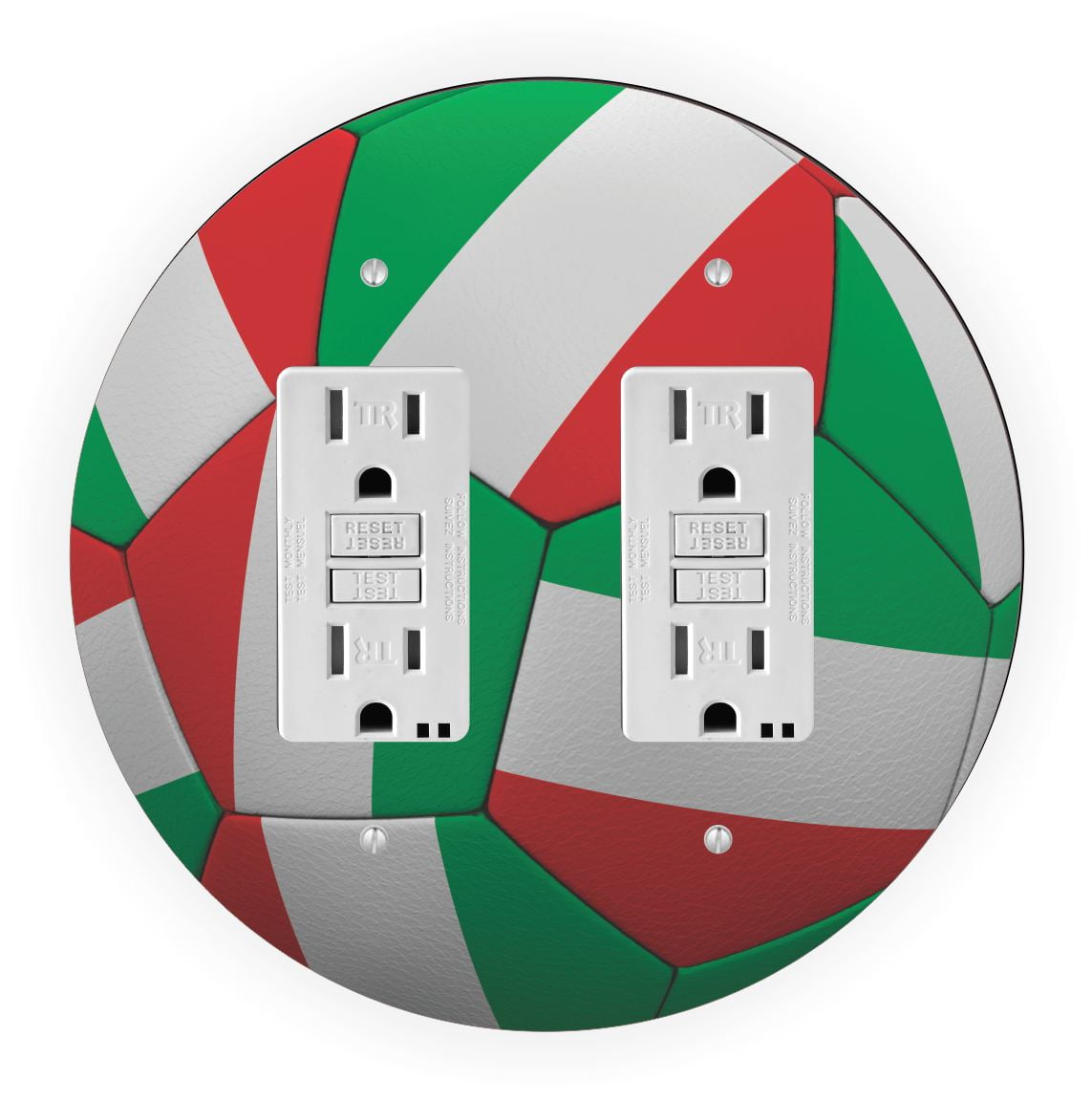 Italian Flag Soccer Ball Design - Round Light Switch Plate Cover ...