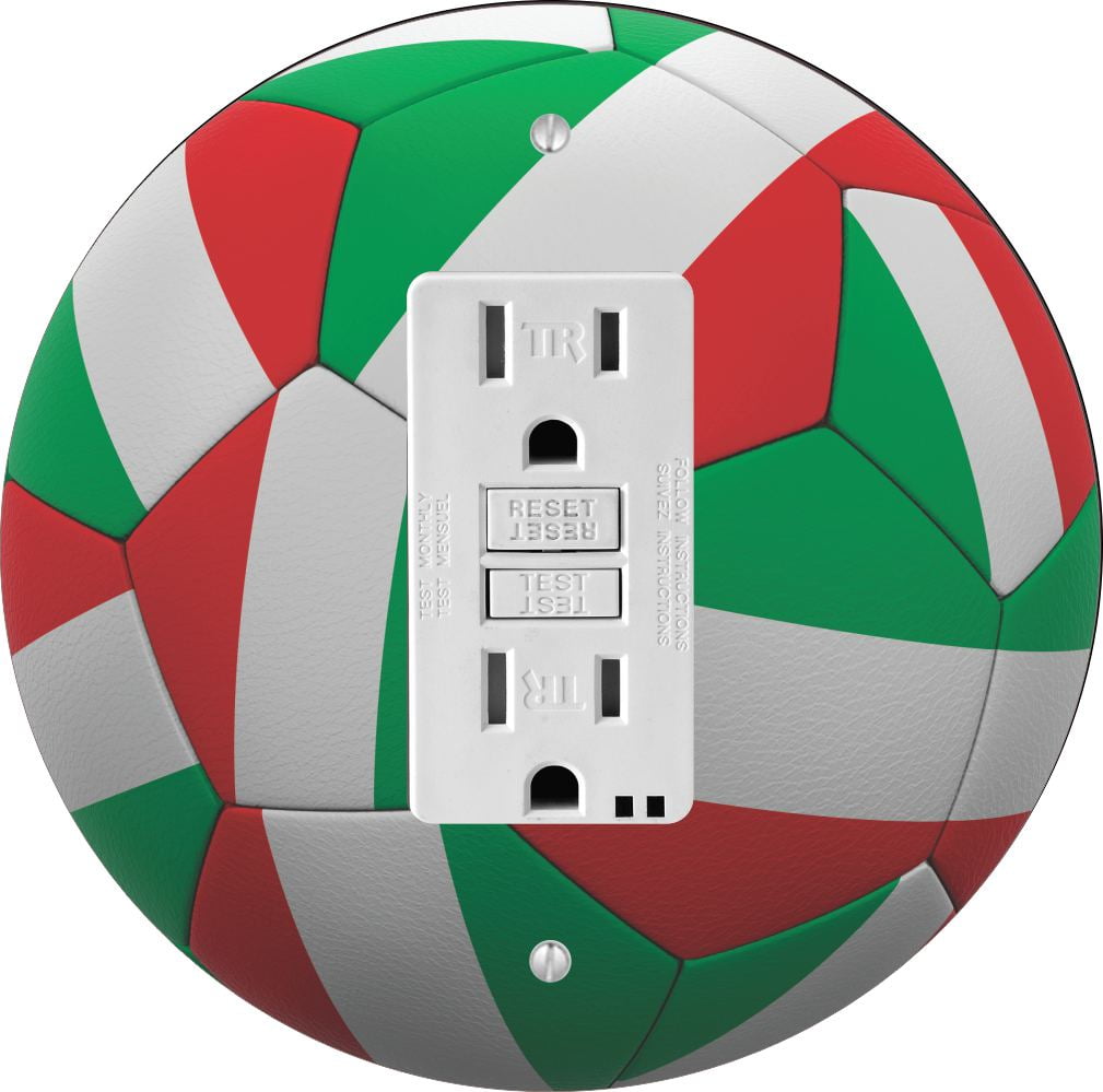 Italian Flag Soccer Ball Design - Round Light Switch Plate Cover - GFI ...