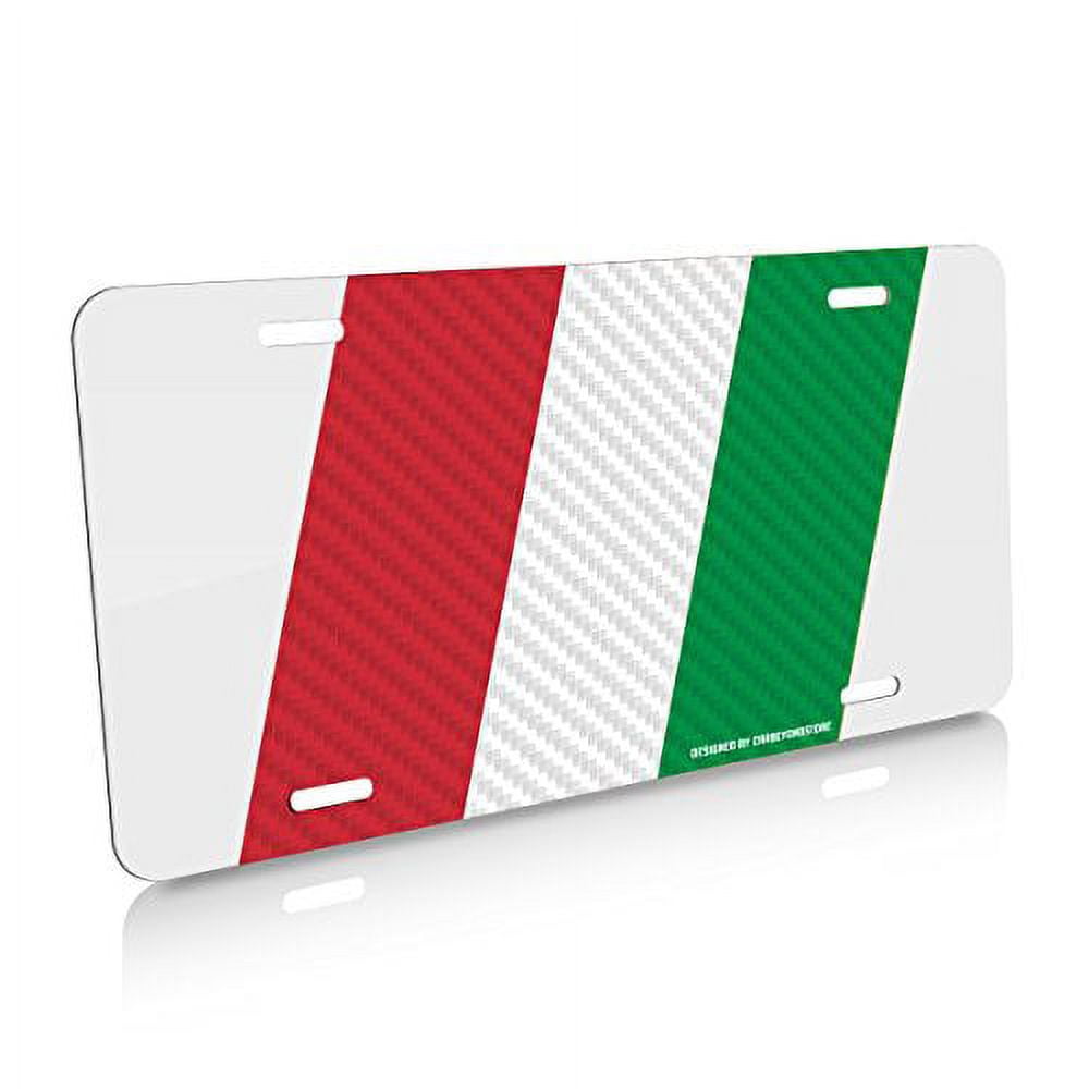 Italian Flag in Carbon Fiber Look Racing Style Aluminum Auto License ...