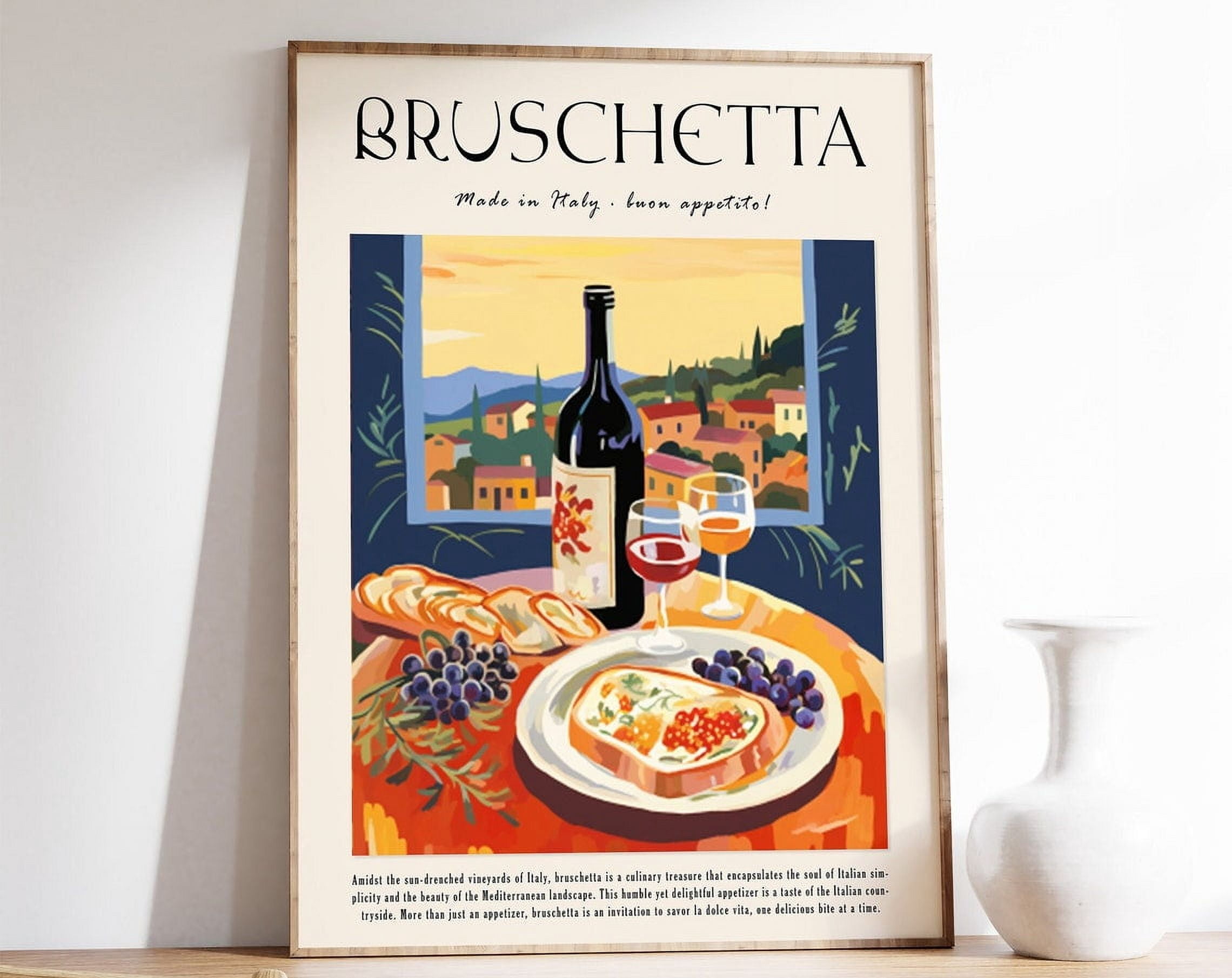 Italian Food Poster, Bruschetta Food Print, Kitchen Decor, Food And ...