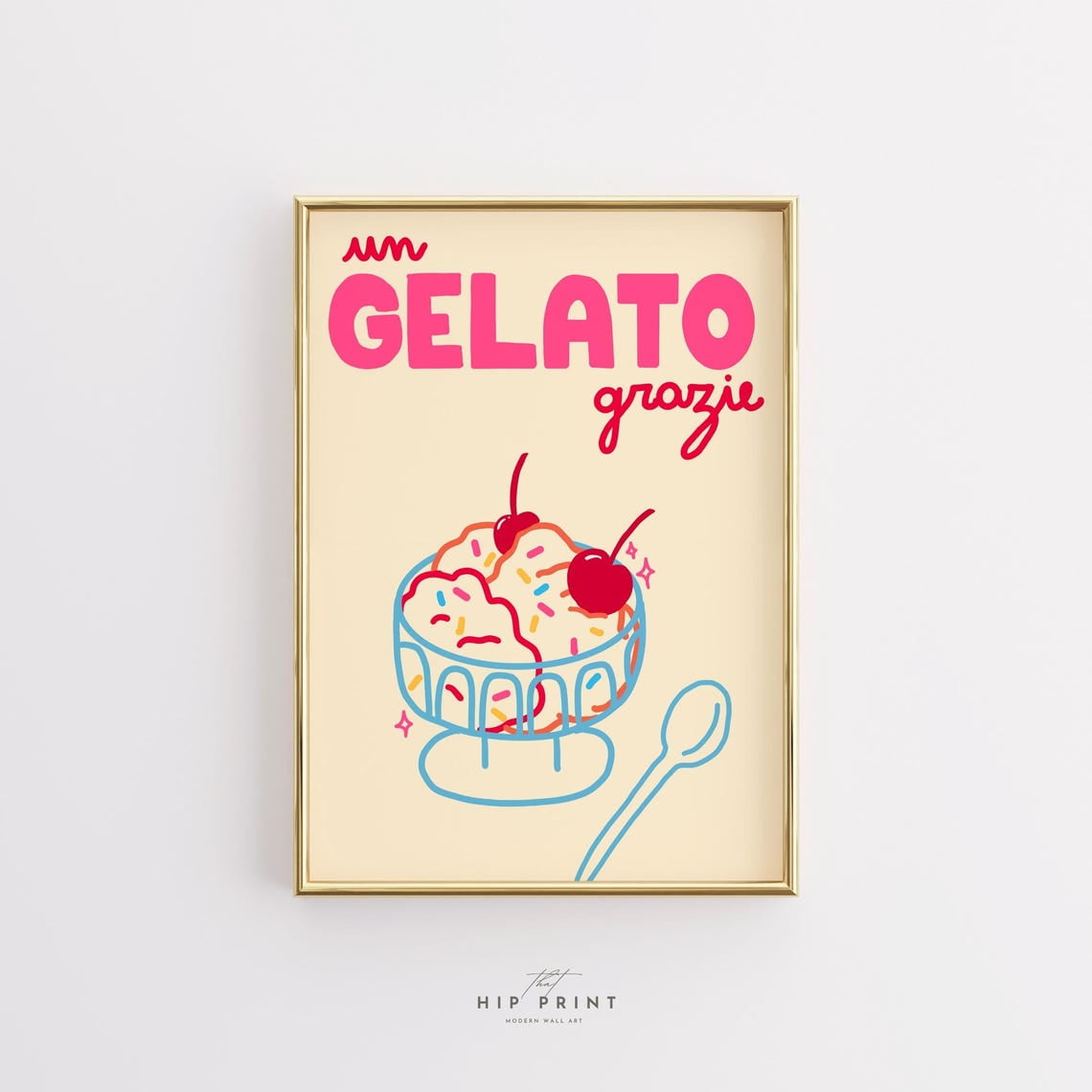 Italian Gelato Art Print, Summer Kitchen, Ice Cream Shop Decor, Fun ...