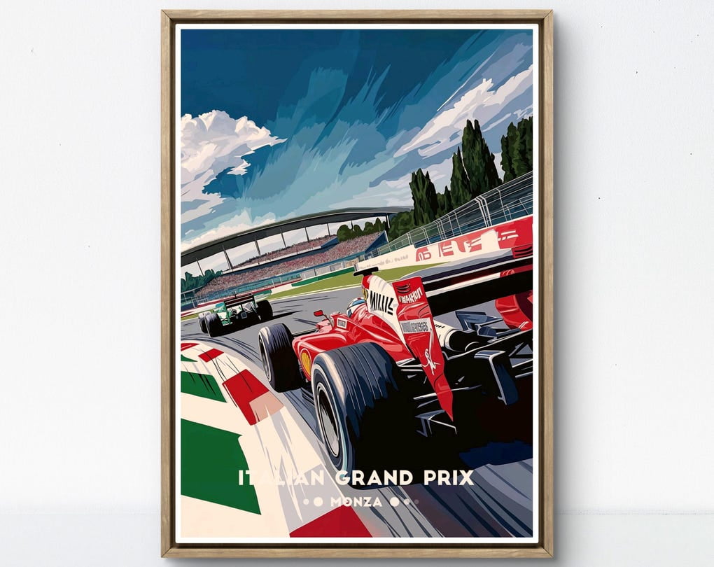 Italian Grand Prix Poster – High-Speed Formula 1 Racing At Monza With ...