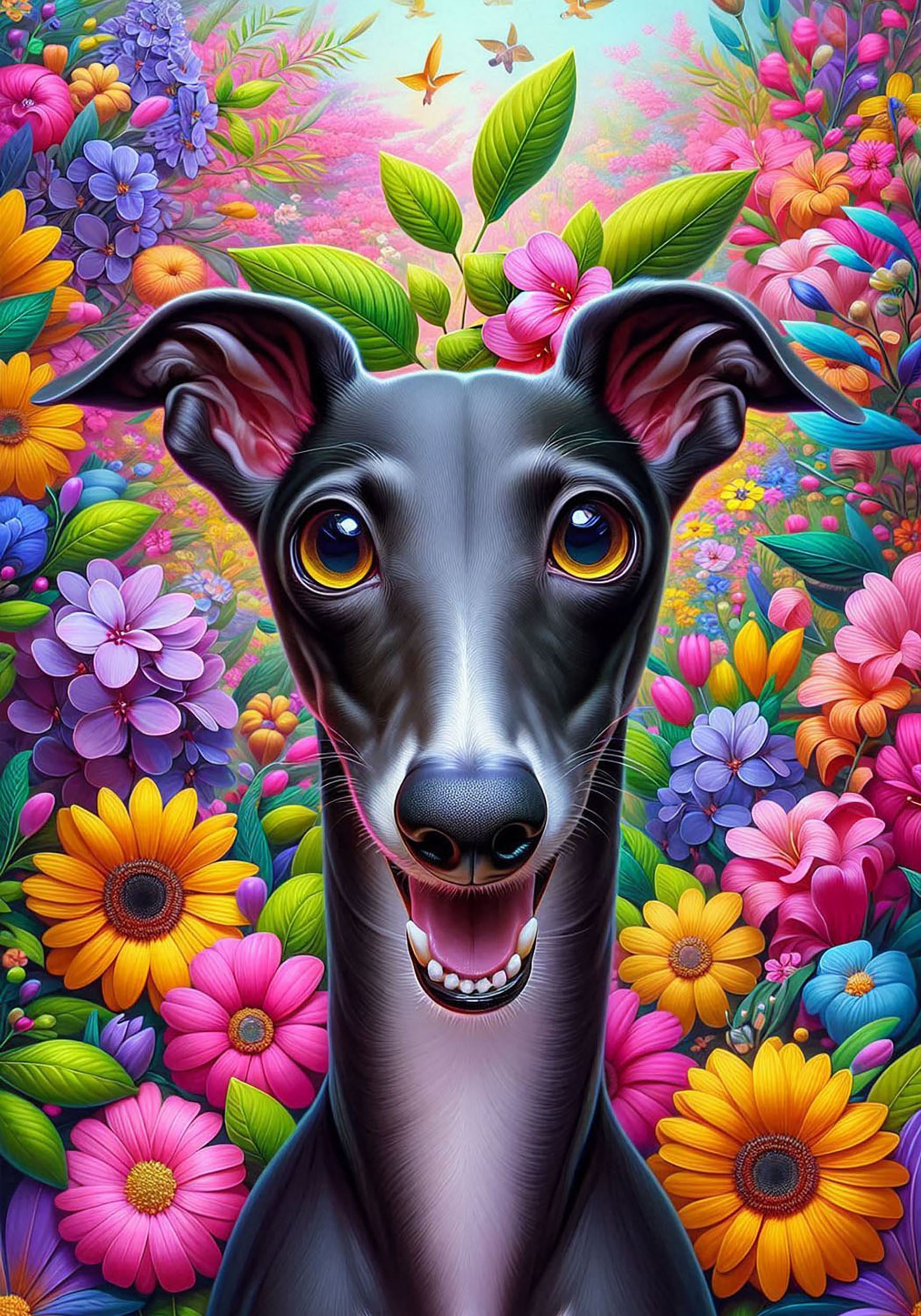 Italian Greyhound Black - Best of Breed DCR Spring II Outdoor Garden Flag Mailbox Flag 12" x 17 ...