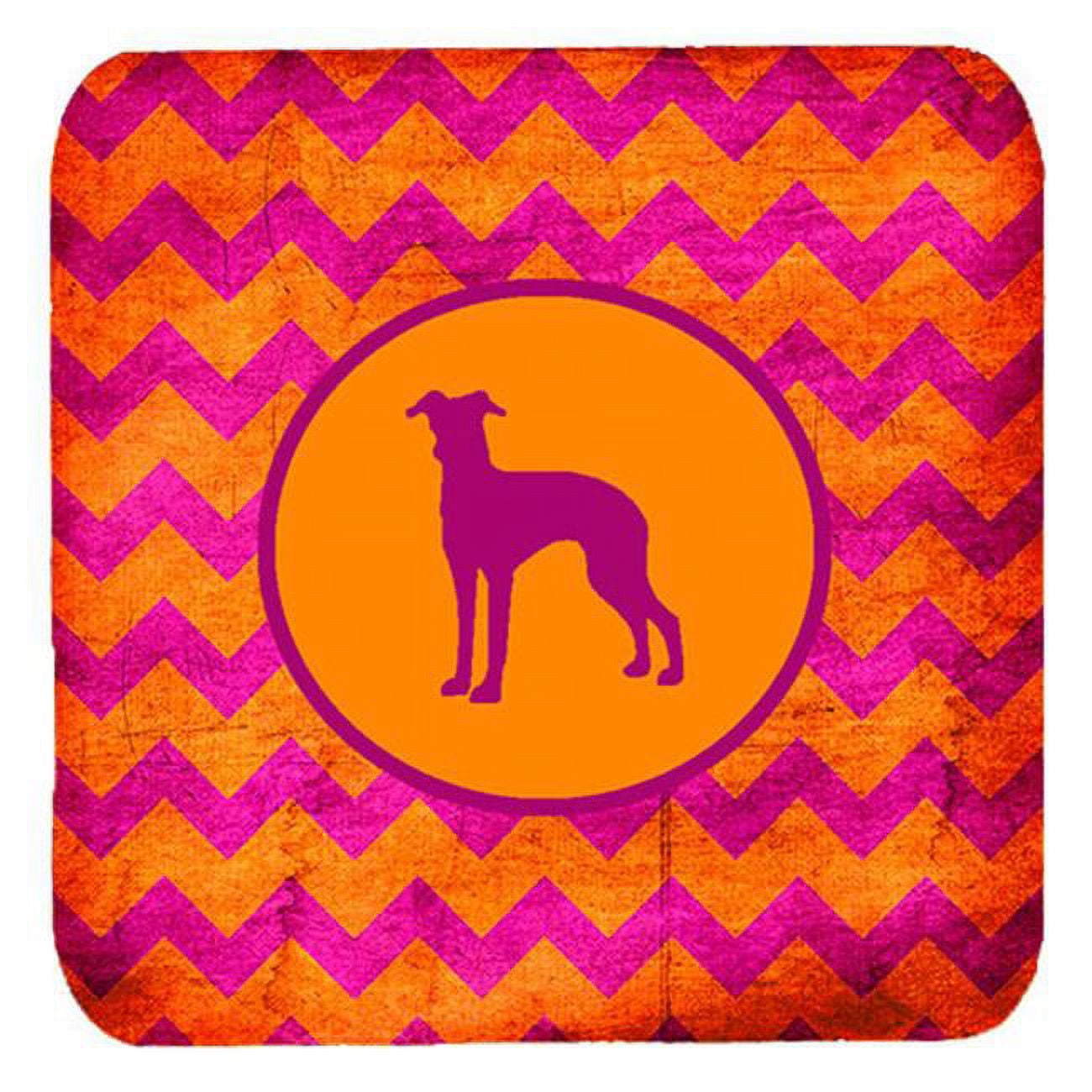 Italian Greyhound Chevron Pink And Orange Foam Coasters, Set Of 4 ...